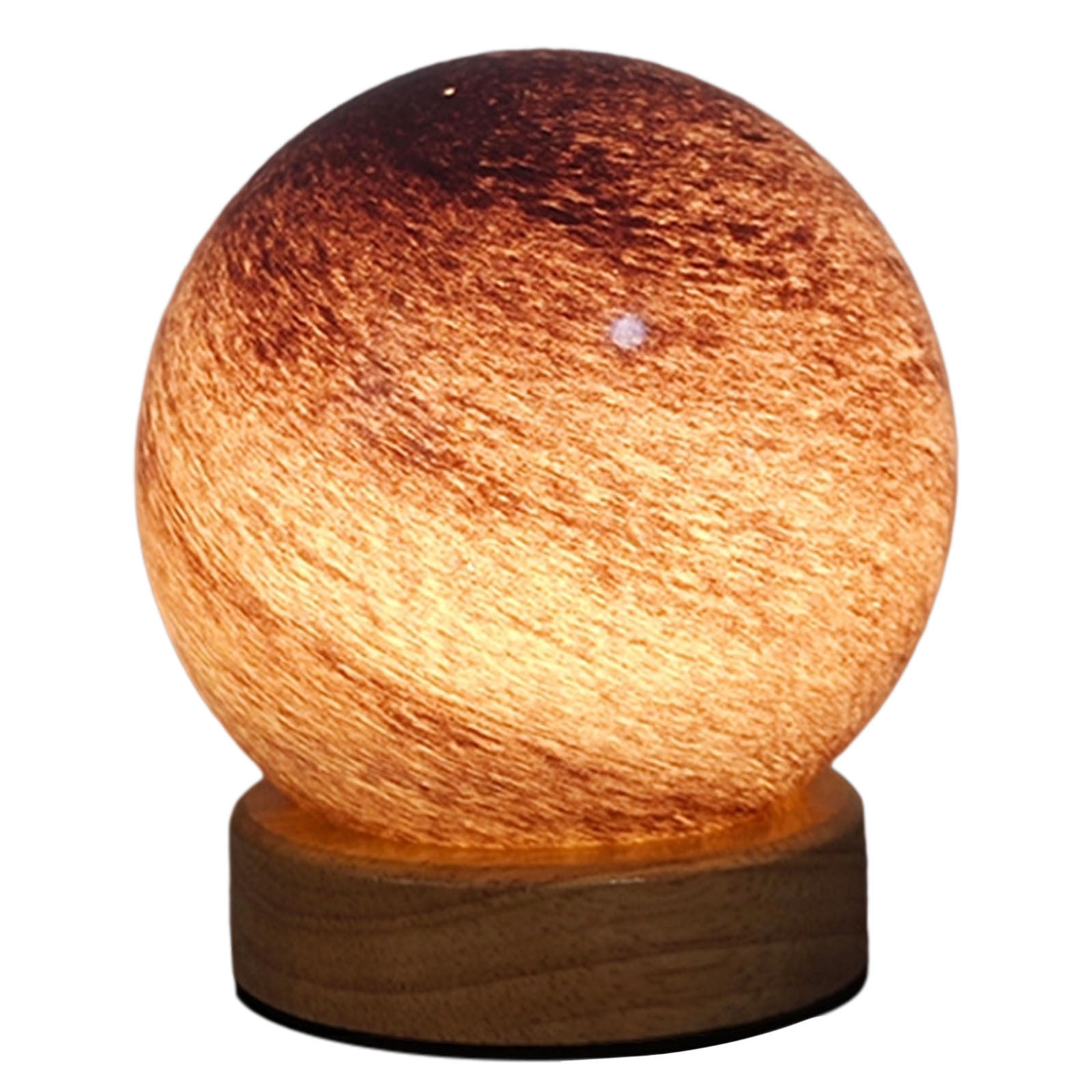 Swirl Planet Table Lamp - 3 Mode Dimmable Glass Night Light with Wooden ...