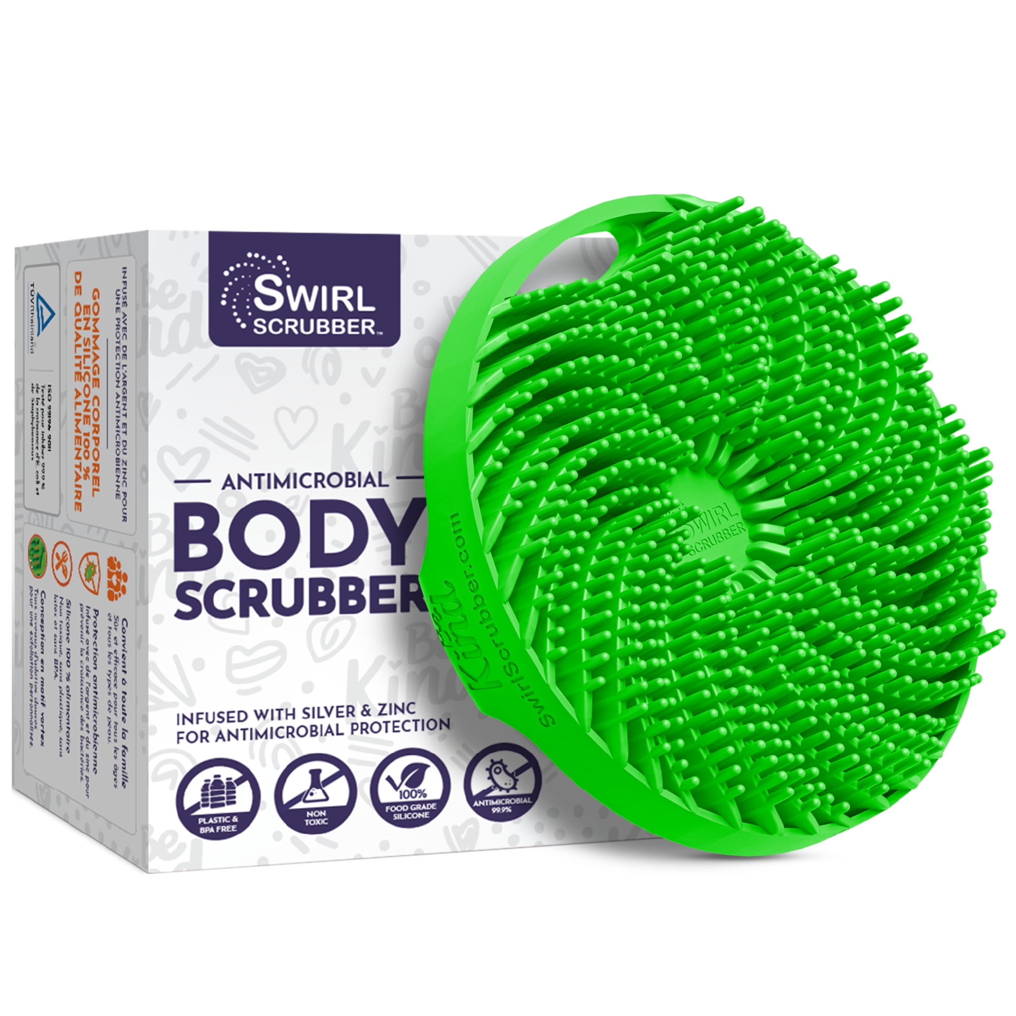Swirl Scrubber: Antimicrobial Silicone Body Scrubber - Green - Shower ...