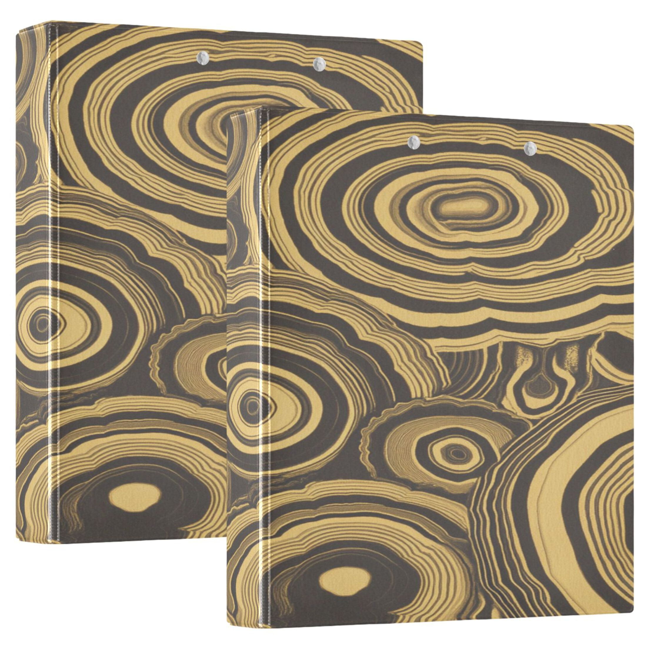 Swirl Wood Grain Pattern 12.4x10.6in PVC Round Ring Binders, 2-Pack, D ...