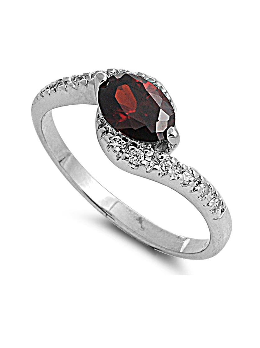 Swirled Destiny Simulated Garnet Cubic Zirconia Ring Sterling Silver ...