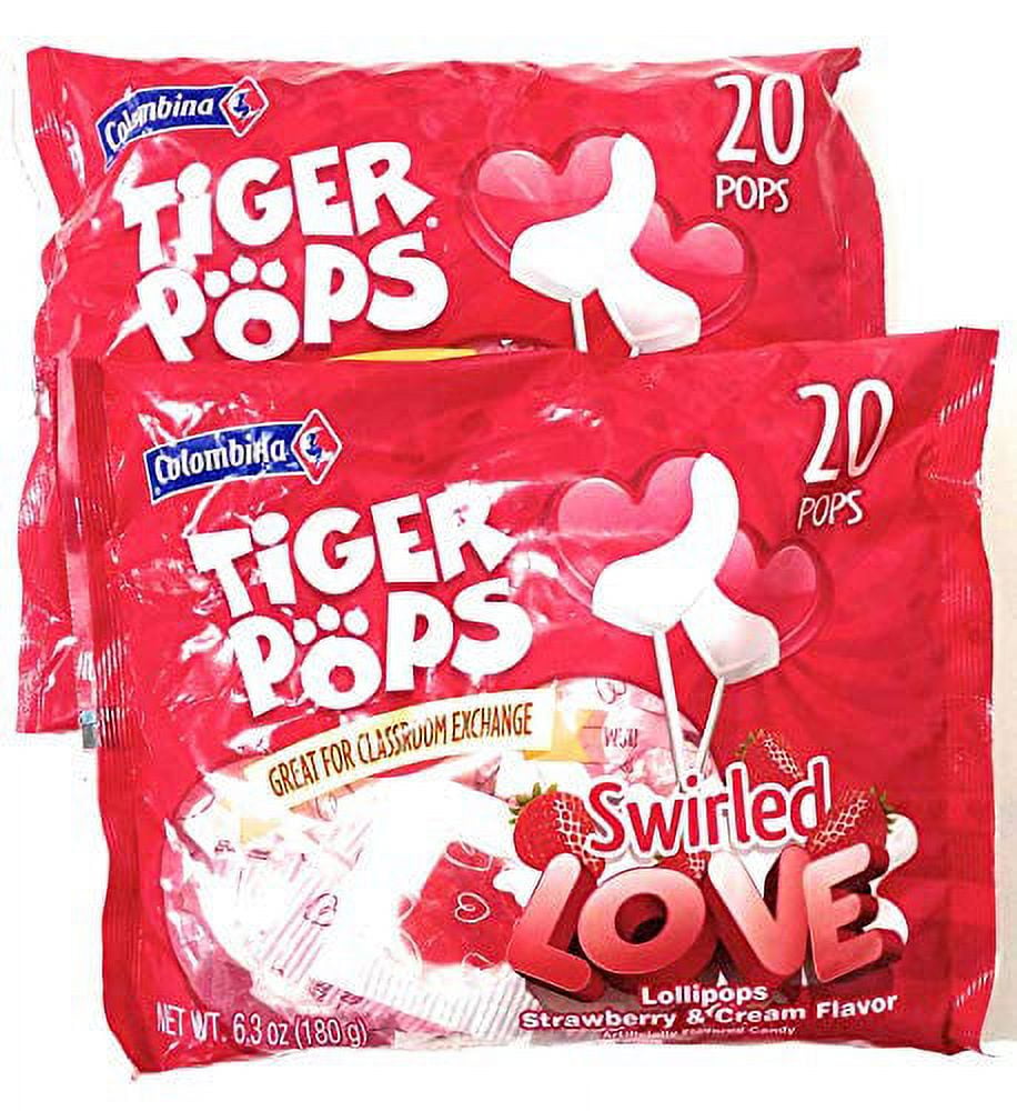 Colombina Swirled Love Heart Shaped Lollipops, Strawberry and Cream ...