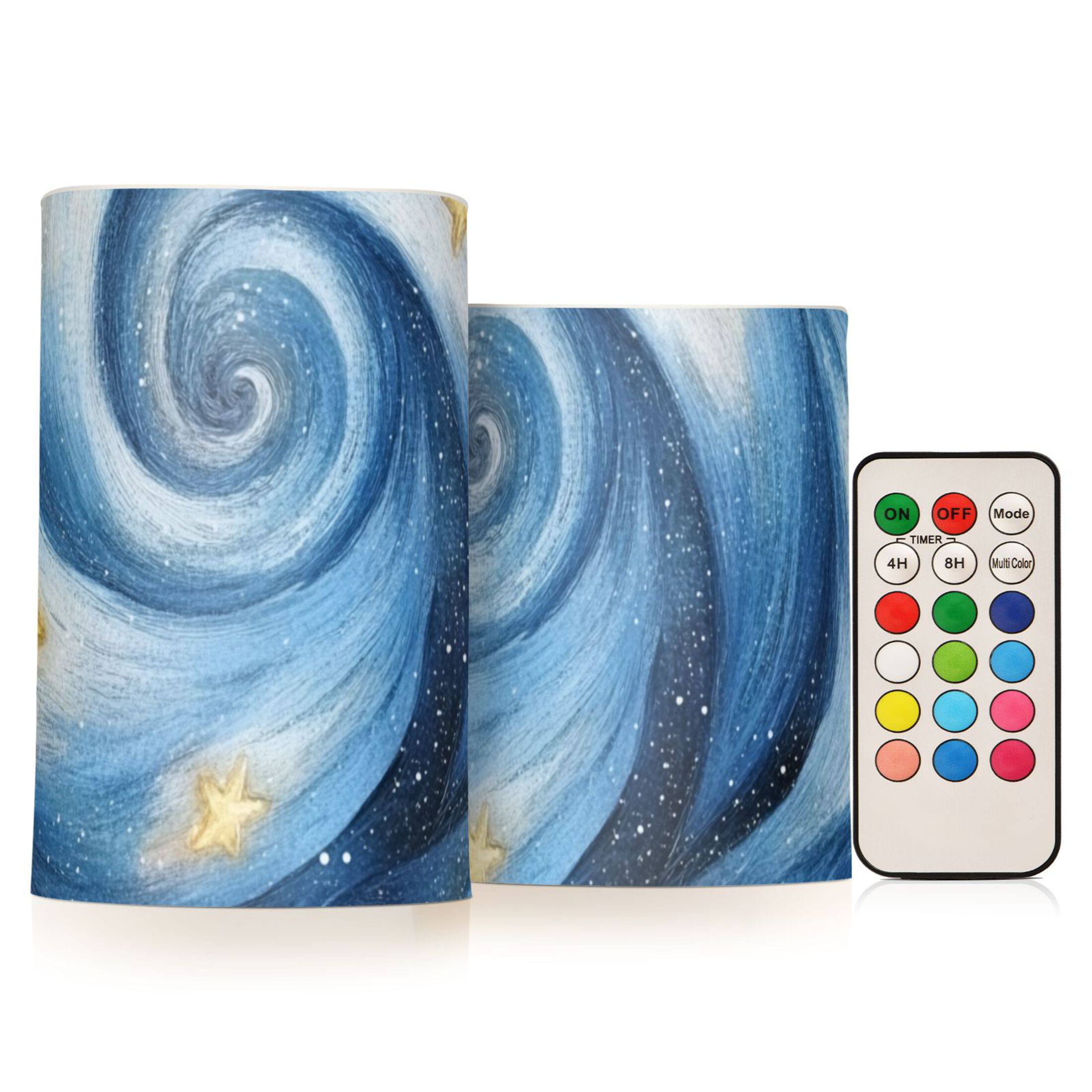 Swirling Blue Galaxy with Stars Flickering Flameless Candles Battery ...