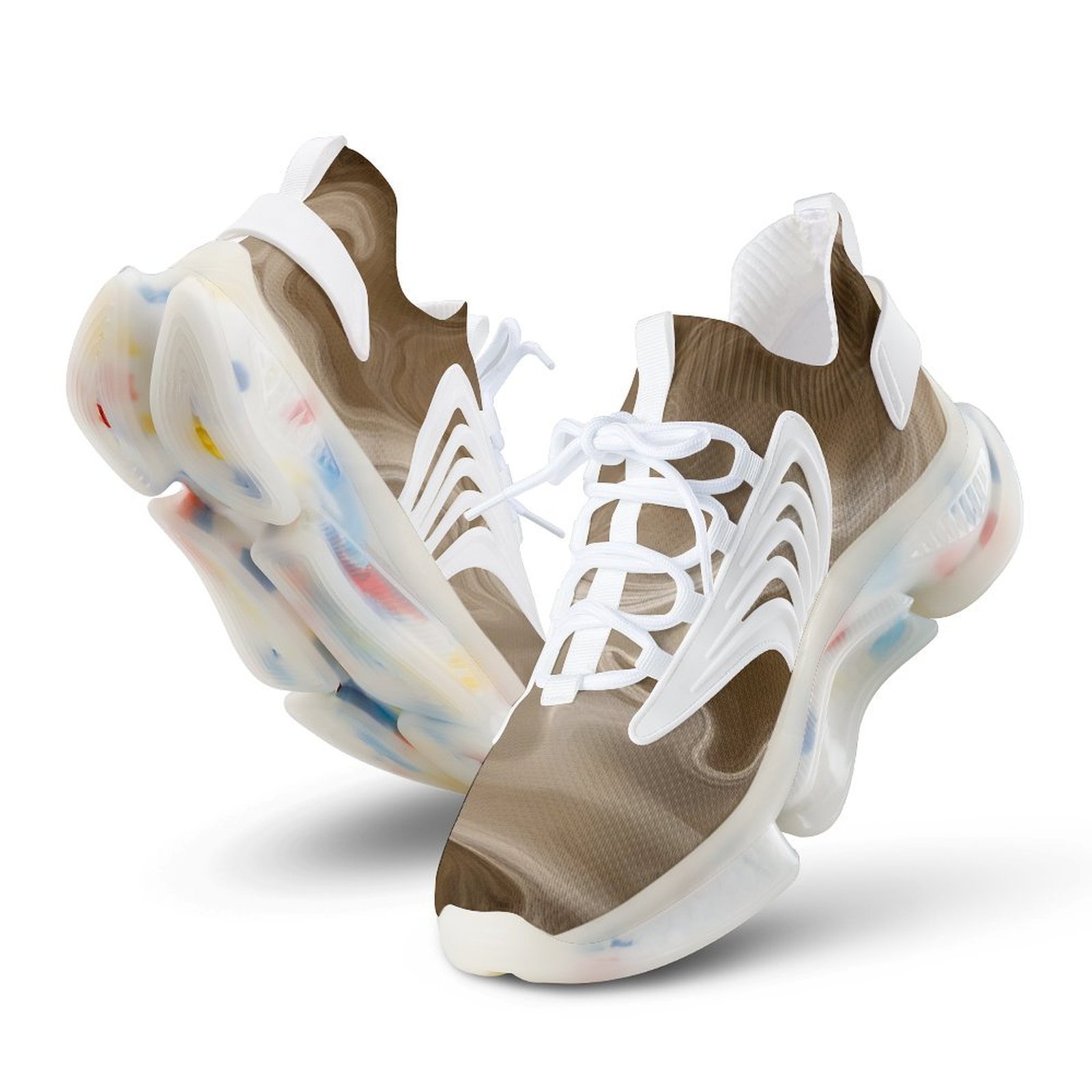 Swirling Brown Marble Texture Walking Shoes for Men Woman Lightweight ...