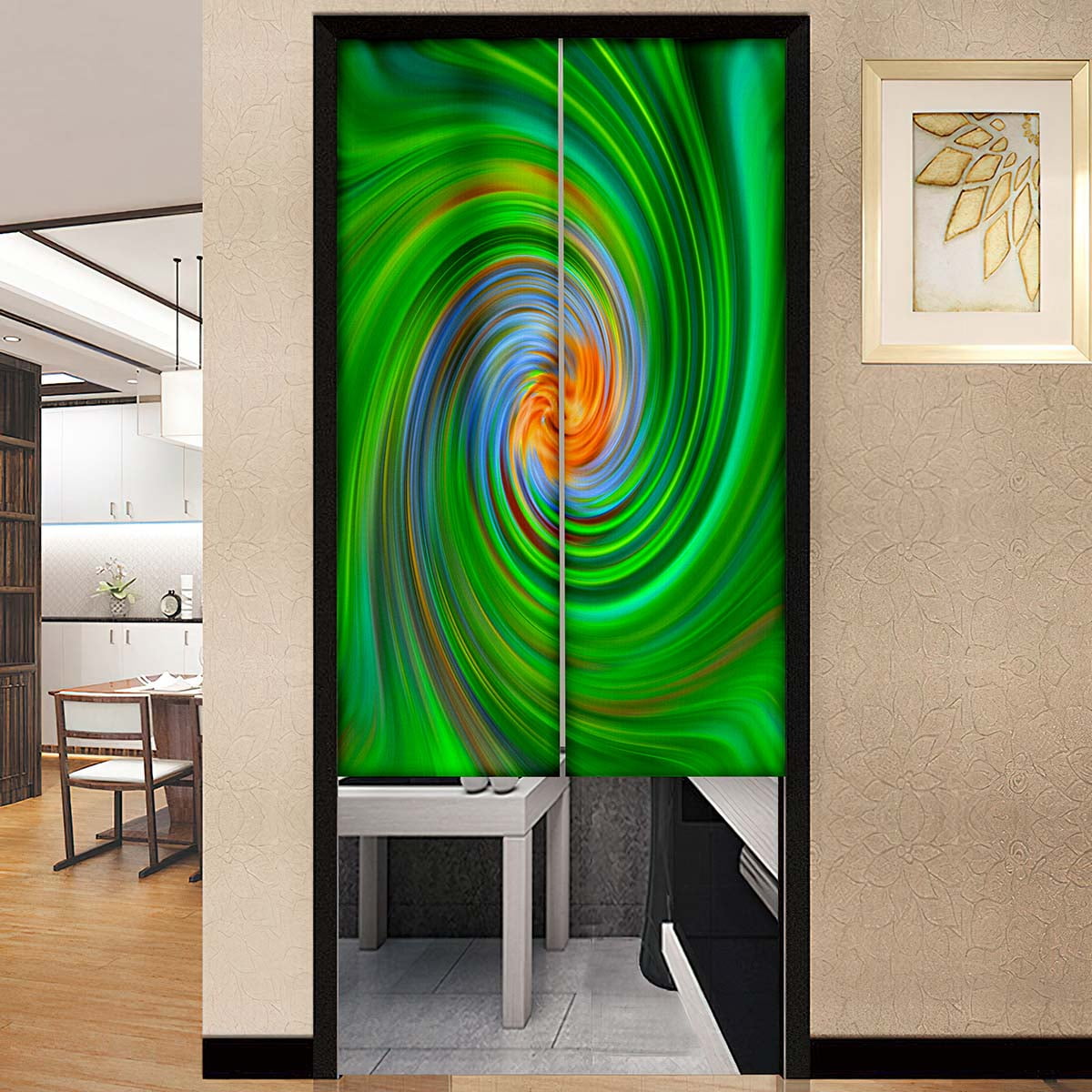 Swirling Liquid Abstraction Door Curtain Dust Proof Partition Kitchen ...