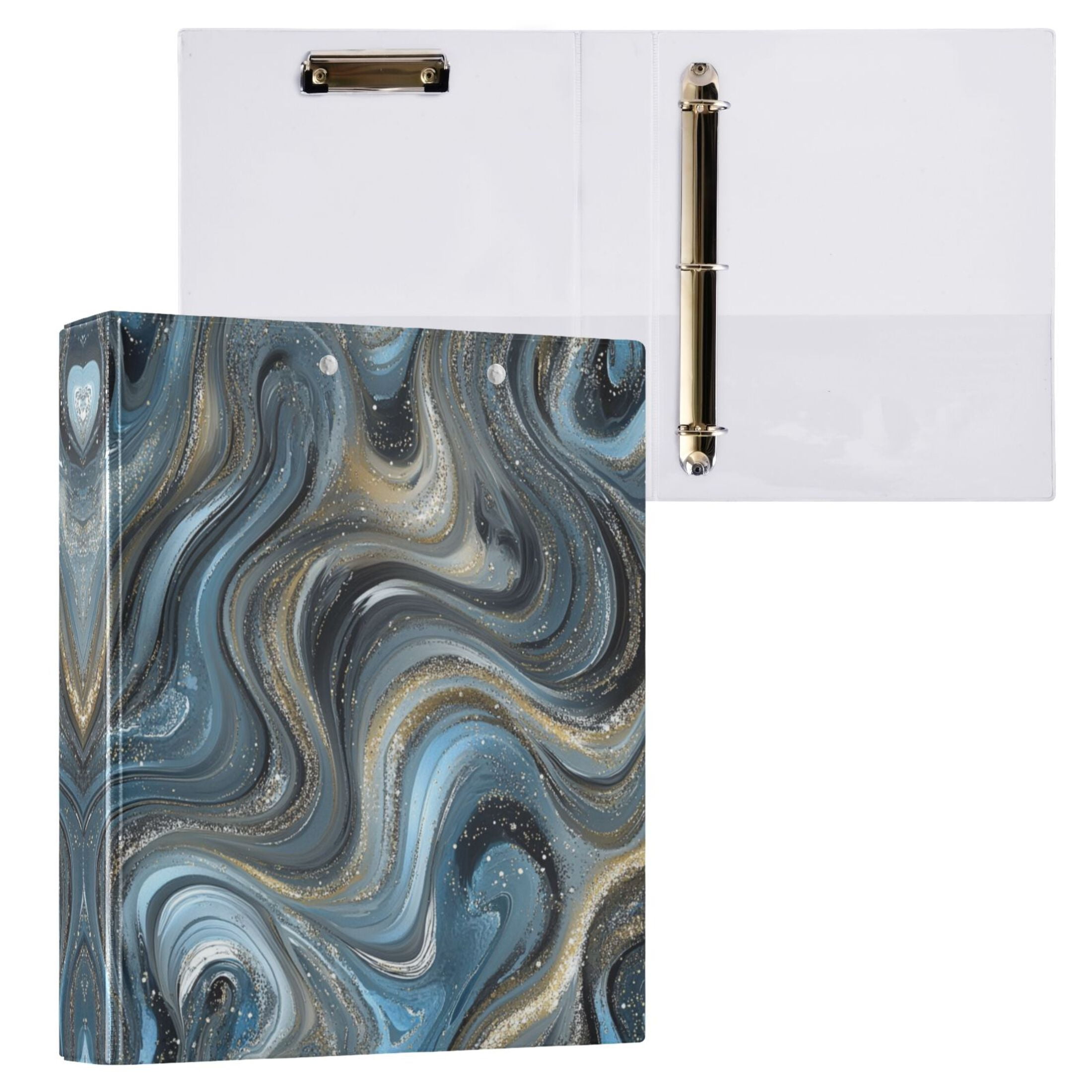 Swirling Metal and Marble Pattern 3 Ring Hardcover Binders 1.5in Round ...