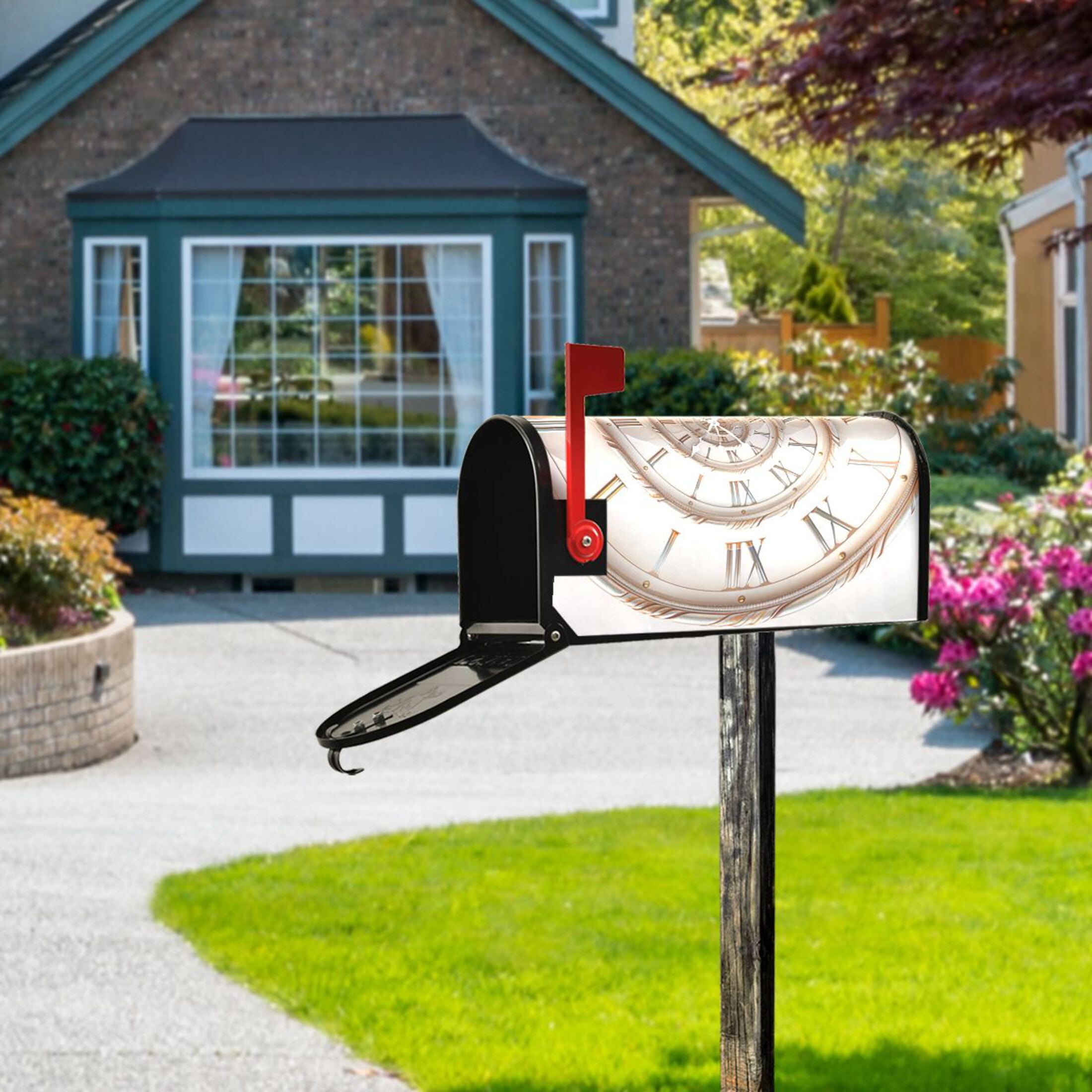 Swirling Numbers Clock Mailbox Cover Magnetic Standard Size Post Box ...