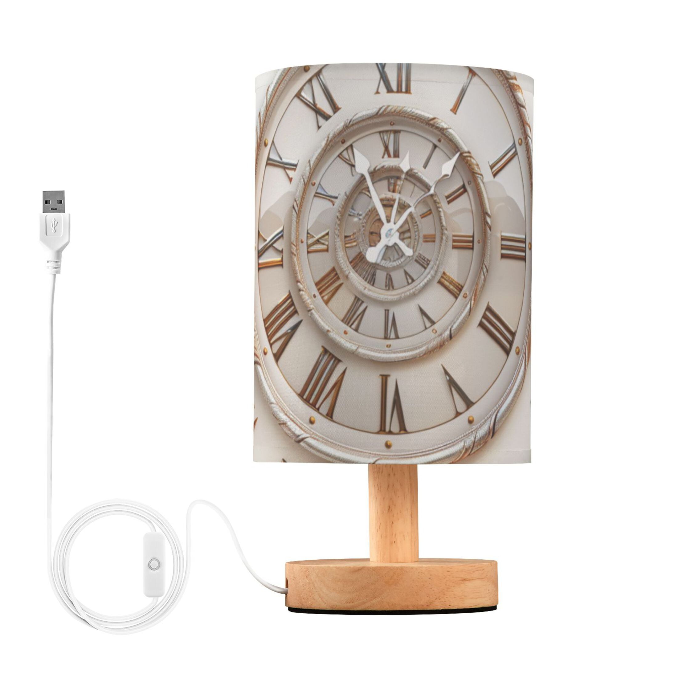 Swirling Numbers Clock Table Lamp for Desk Nightstand Lamp with USB ...