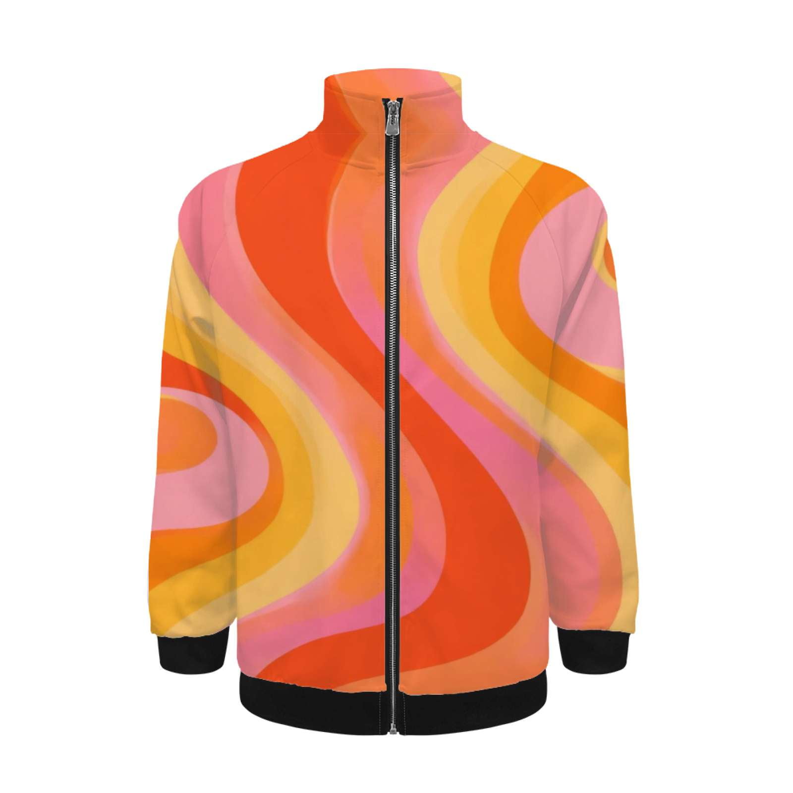 Swirling Orange Pink Yellow Lines Jacket Men's Street Cool Long Sleeves Coat Personality Tops ...