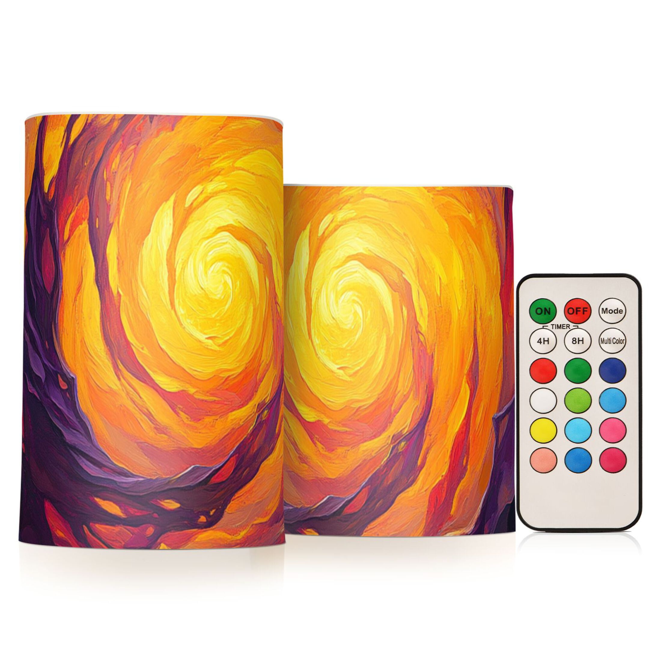 Swirling Orange and Purple Flickering Flameless Candles Battery ...