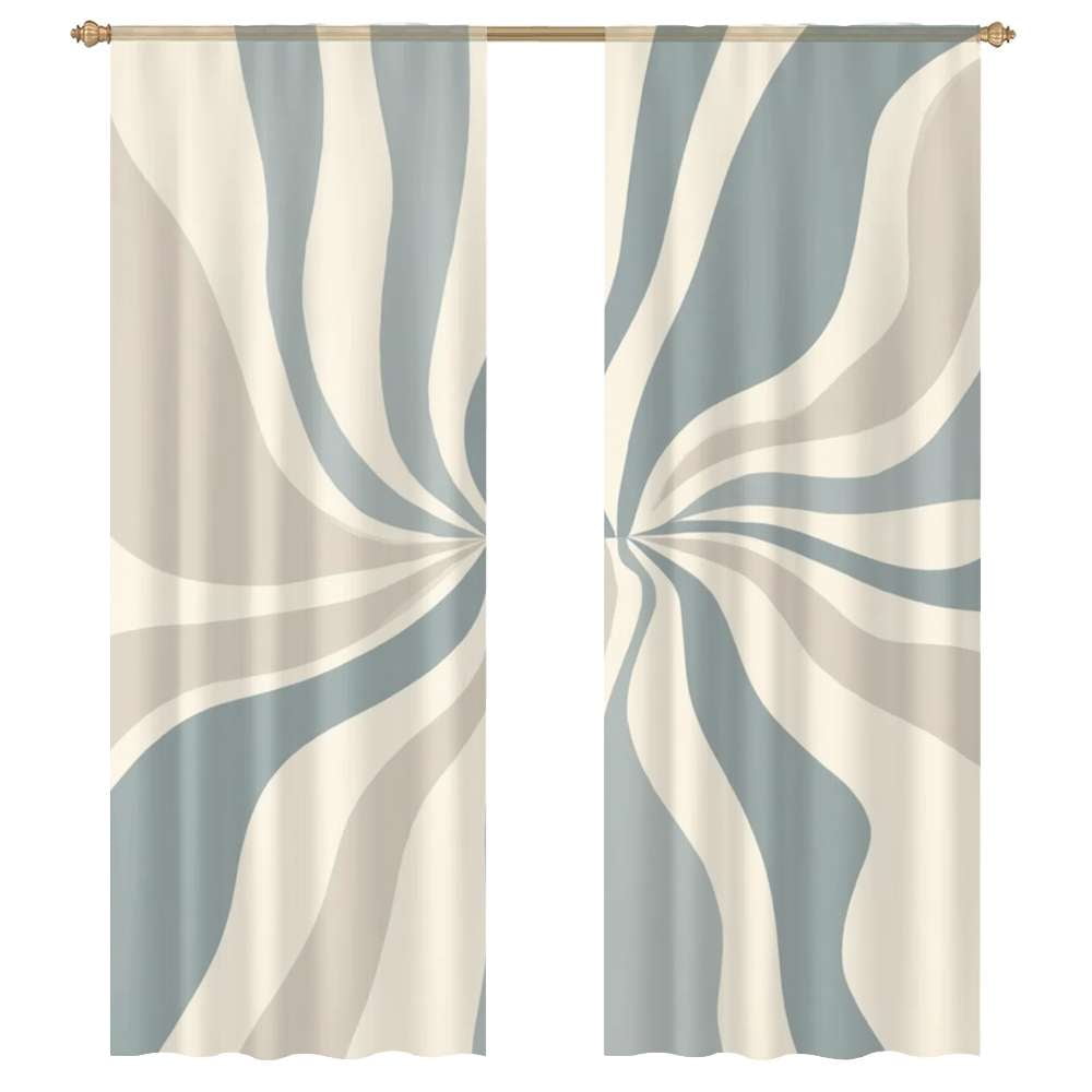 Swirling Pastel Abstract Design Lines Sheer Voile Curtain Window Tulle ...