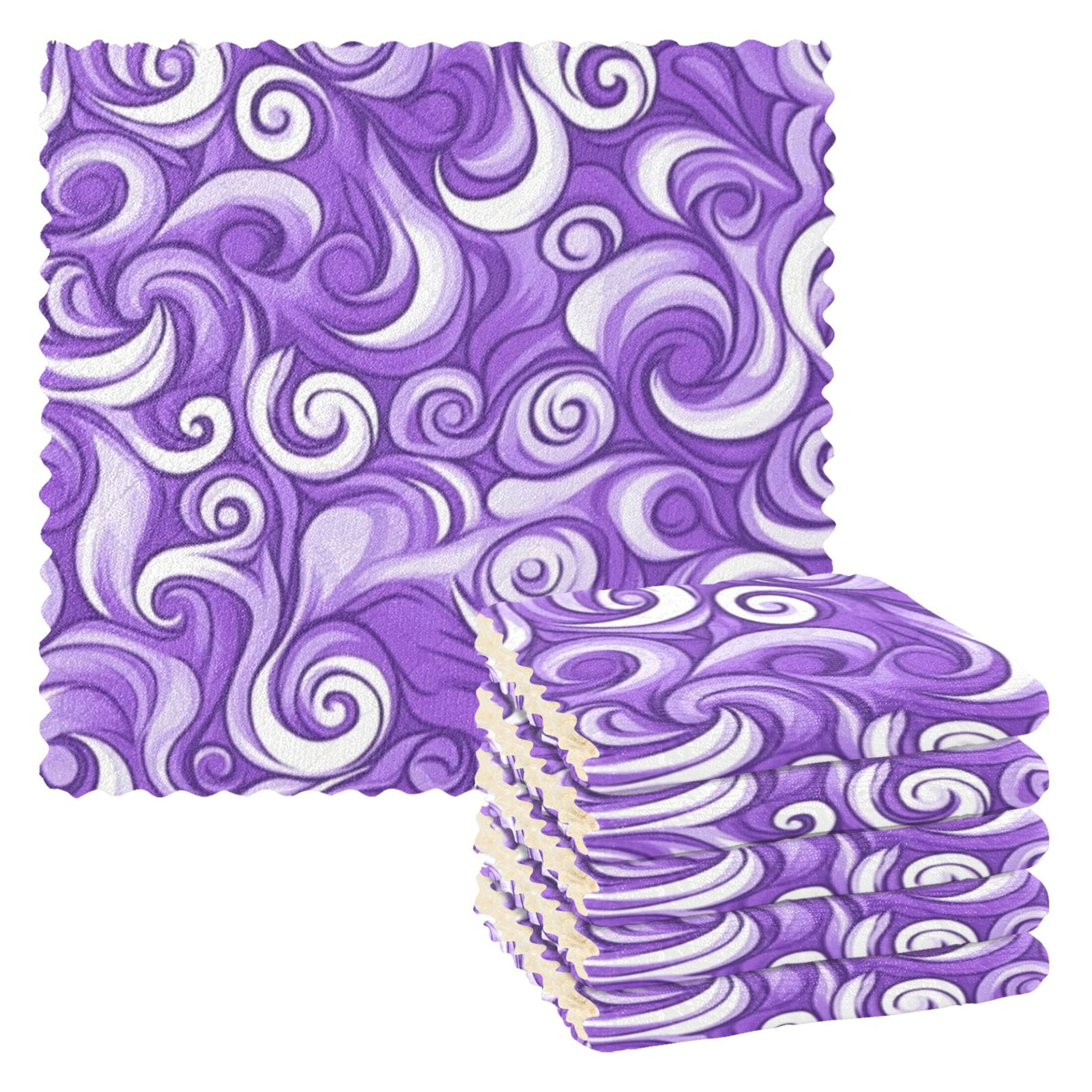 Swirling Purple Waves 6 Pack Kitchen Cleaning Cloths 11'' x 11'', Super ...