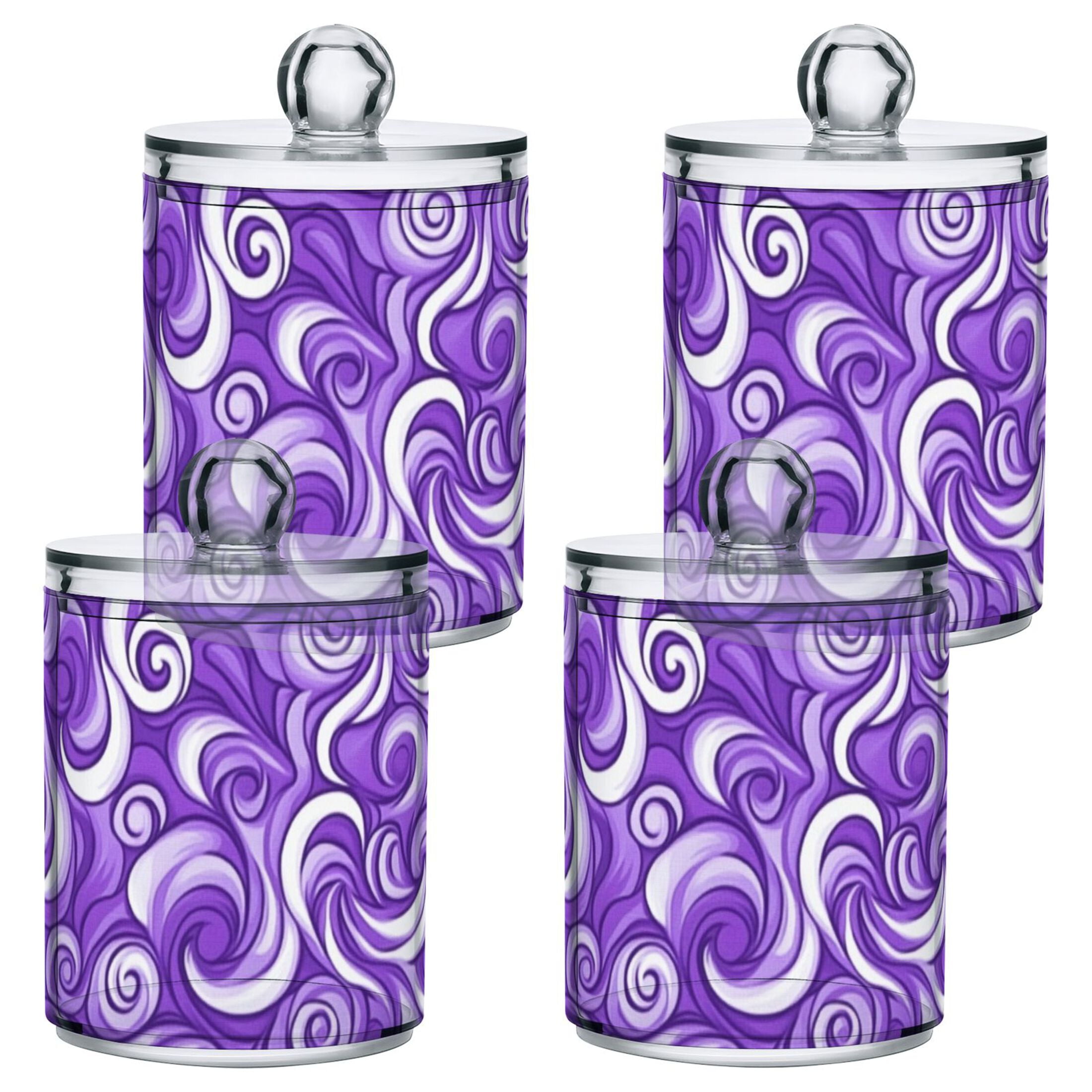 Swirling Purple Waves Bathroom Canisters Set of 4 Translucent Plastic ...