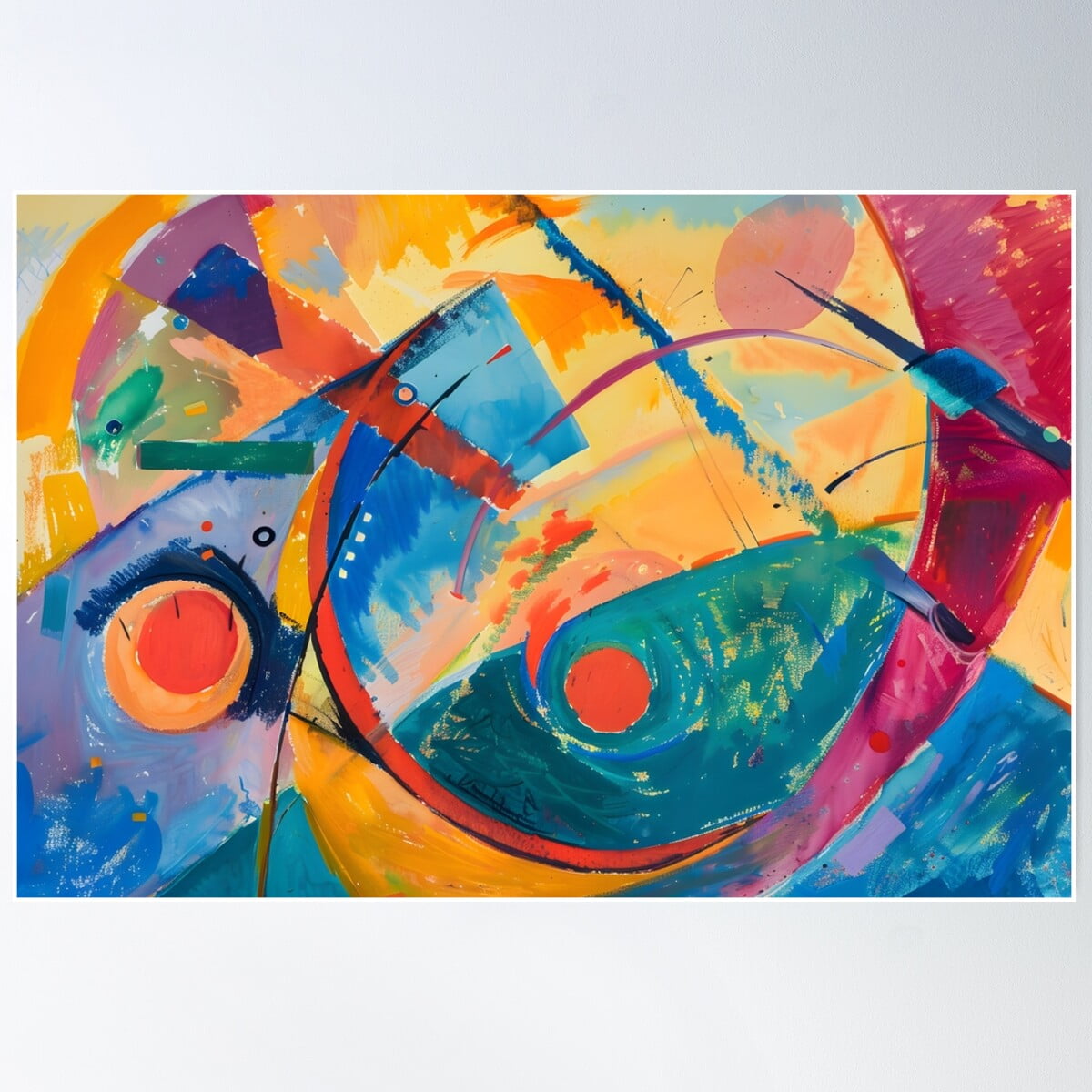 Swirling Vibrance- Dynamic Geometric Shapes And Expressive Brushstrokes ...