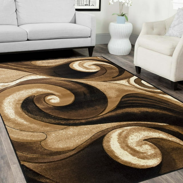 Swirls Abstract Design Modern Contemporary Hand Carved Area Rug ...