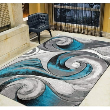 Swirls Abstract Design Modern Contemporary Hand Carved Area Rug ...