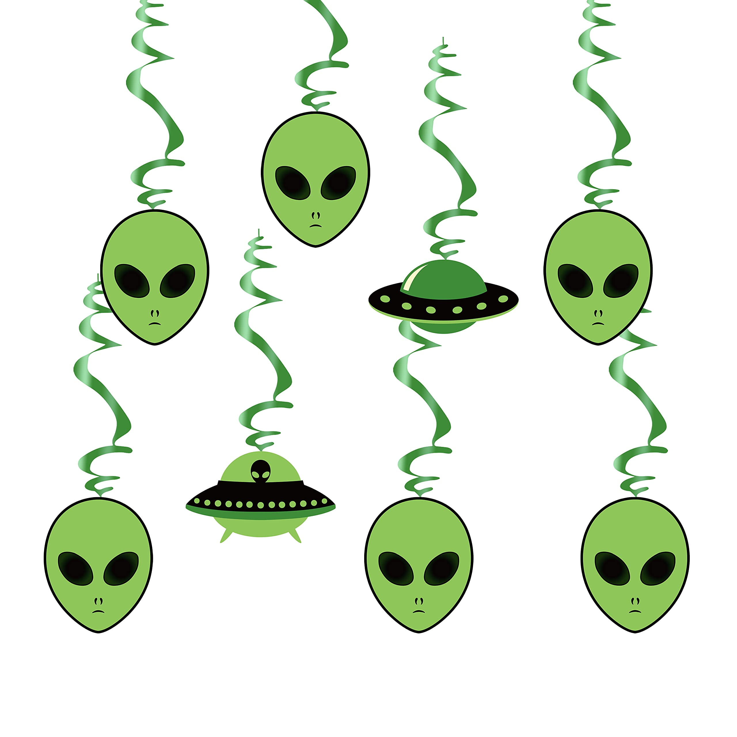 Swirls & Cutouts Green Alien Theme Hanging Swirl Decorations UFO Theme ...