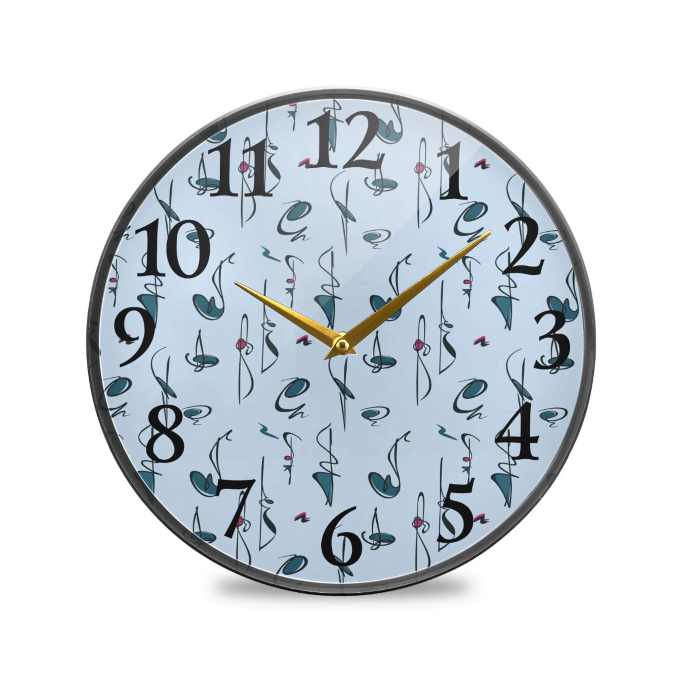 Swirls Elegant Pattern Wall Clocks Battery Operated 9.5 Inch Round ...