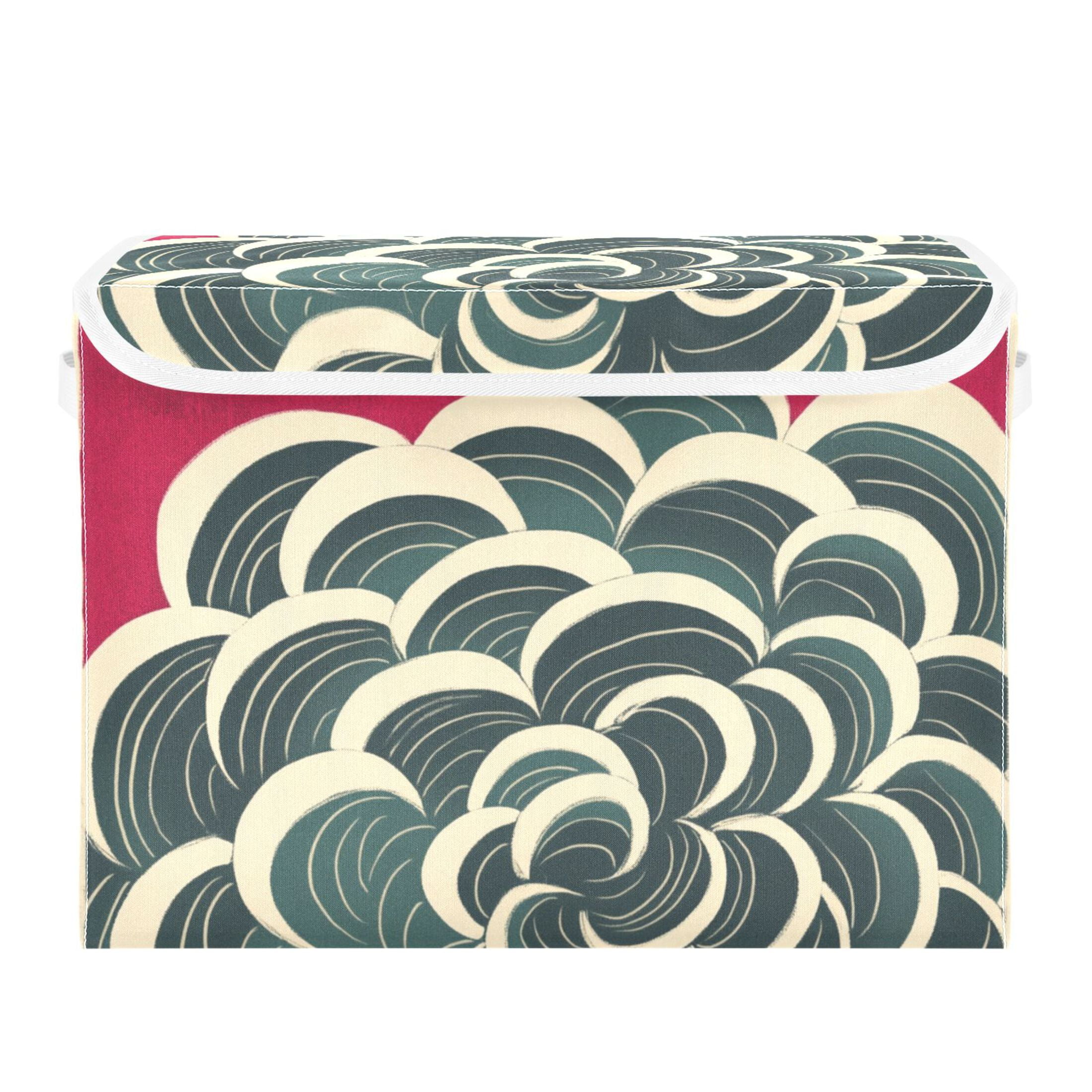 Swirls Japanese Woodblock Print Style Large Storage Bins with Linen ...
