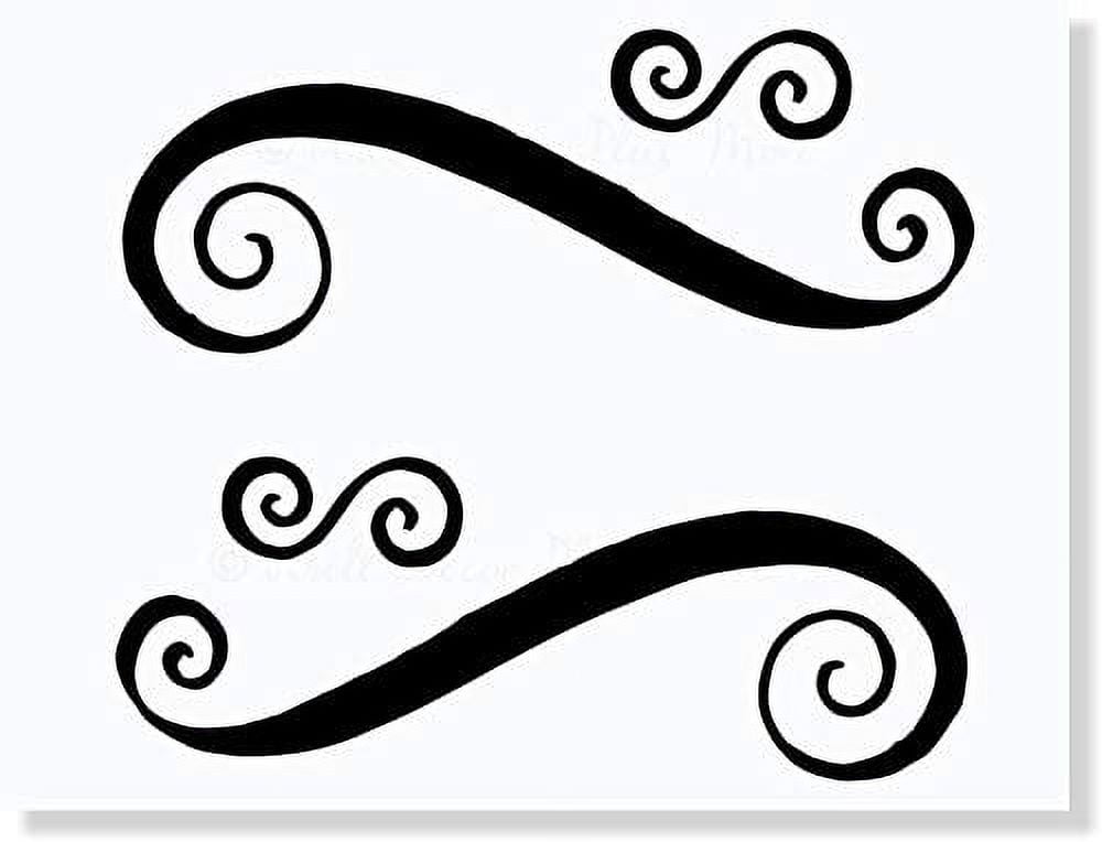 Swirls Set of 4 Wall Decals Art Vinyl Stickers Home Décor Black ...