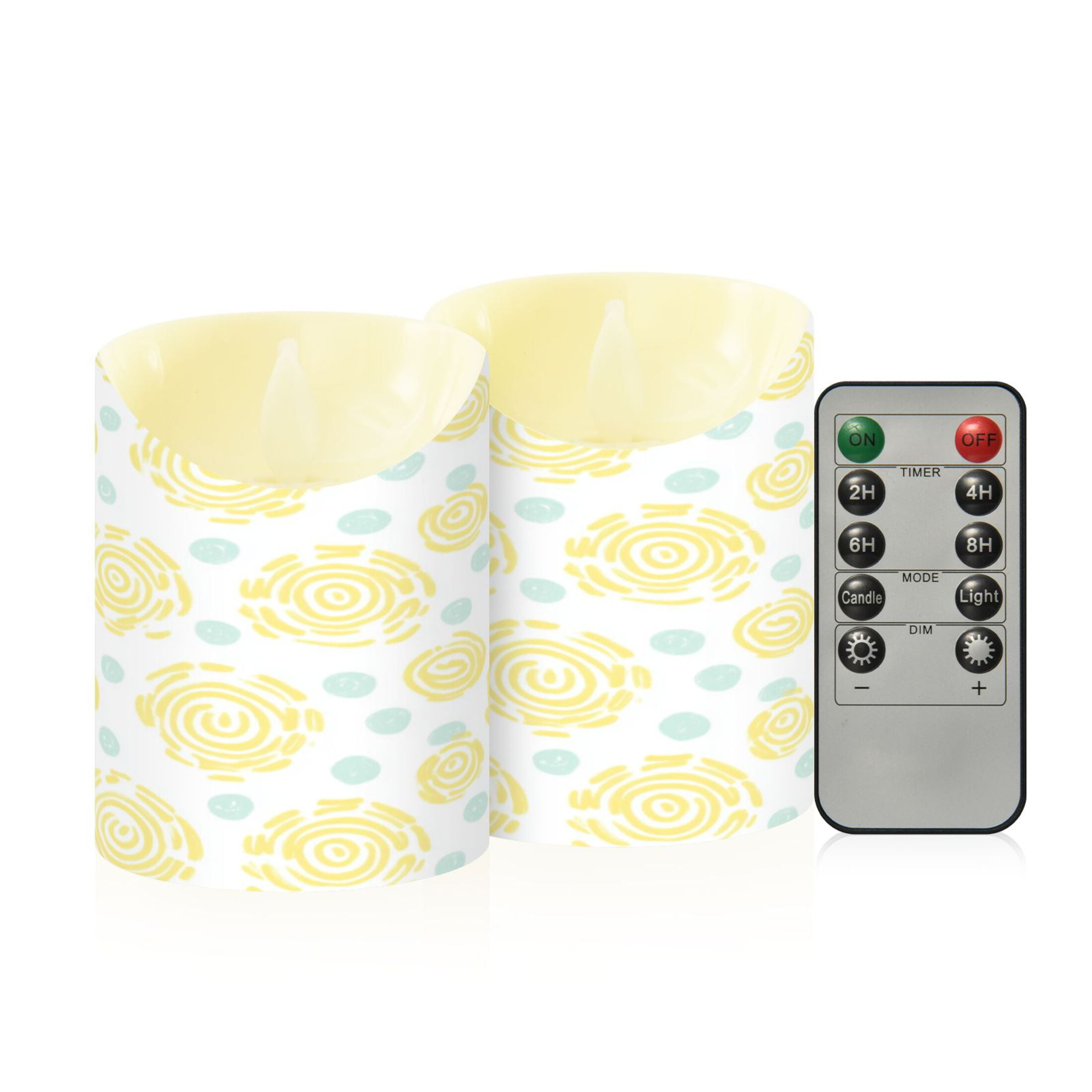 Swirls and Dots Flameless Candles 2 PCS with Remote Realistic Moving ...