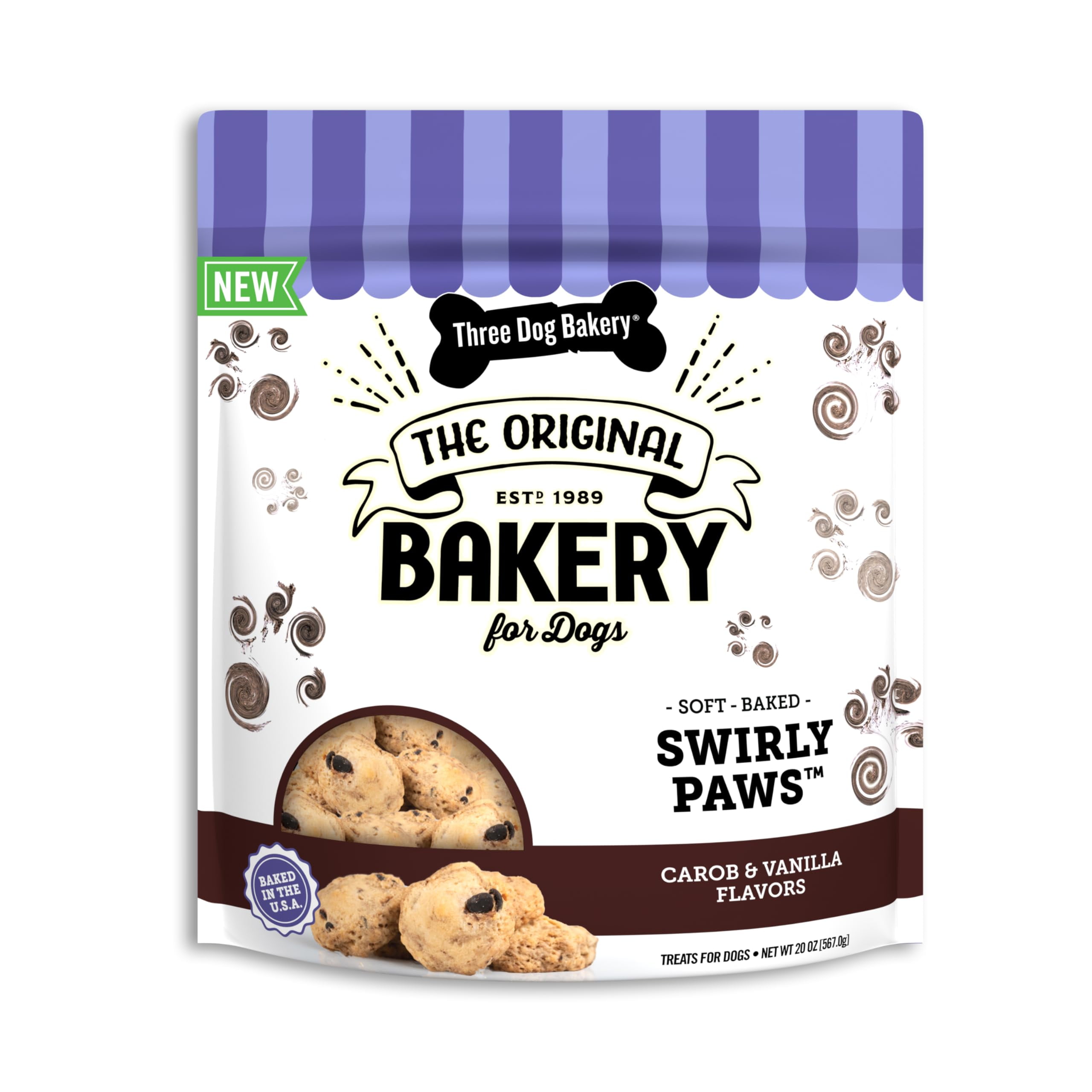 Three Dog Bakery Swirly MMF7 Paws, Soft-Baked Dog Treats. Made with ...