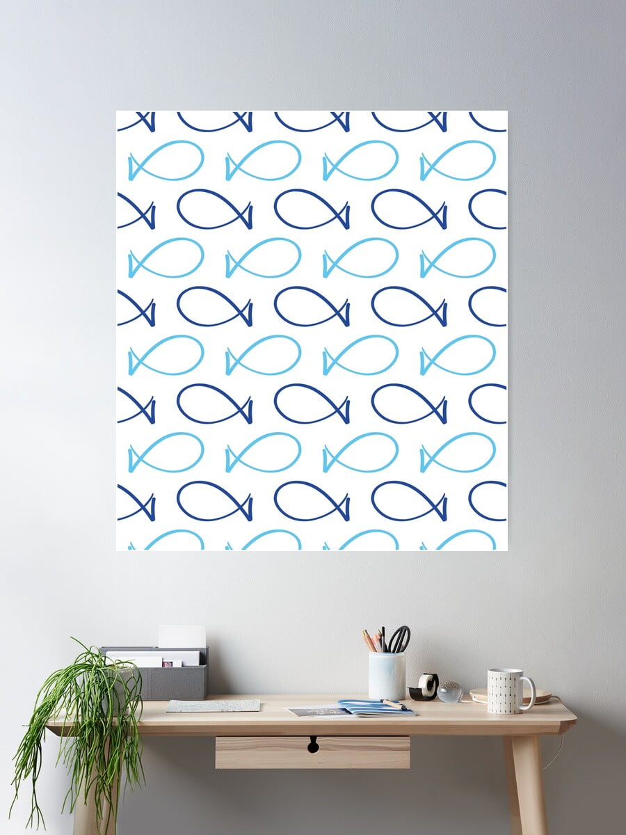 Swish Fish - Minimalist Fish Pattern Poster Wall Art, Modern Wall Decor ...
