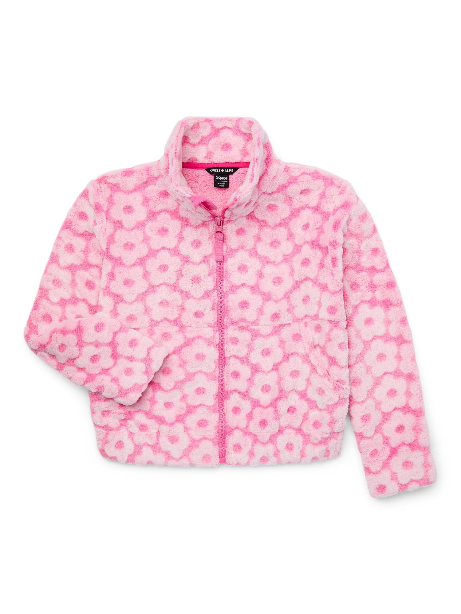 Swiss Alps Girls Embossed Plush Jacket, Sizes 4-16, Soft Cozy Zip ...