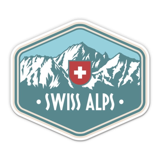 Swiss Alps Travel Stamp Switzerland - 3" Vinyl Sticker - For Car Laptop ...
