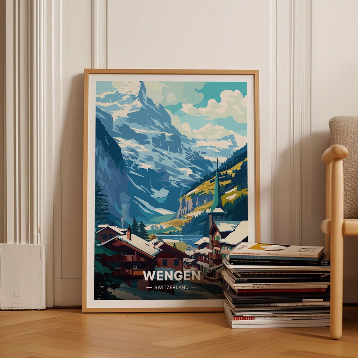 Swiss Alps Wengen Travel Poster, Wall Art For Home & Office ...