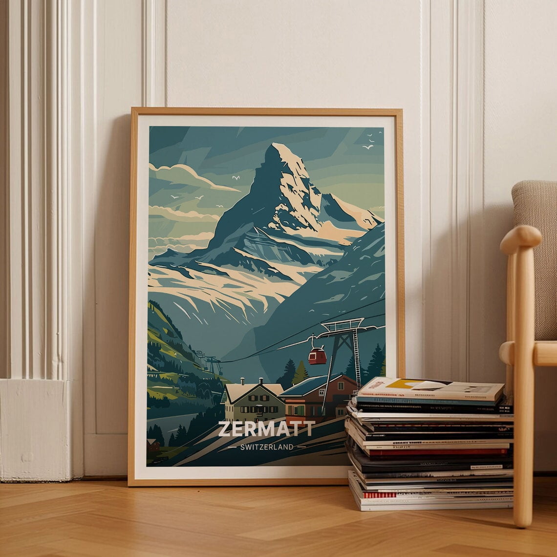 Swiss Alps Zermatt Travel Poster, Switzerland Landscape Wall Art ...