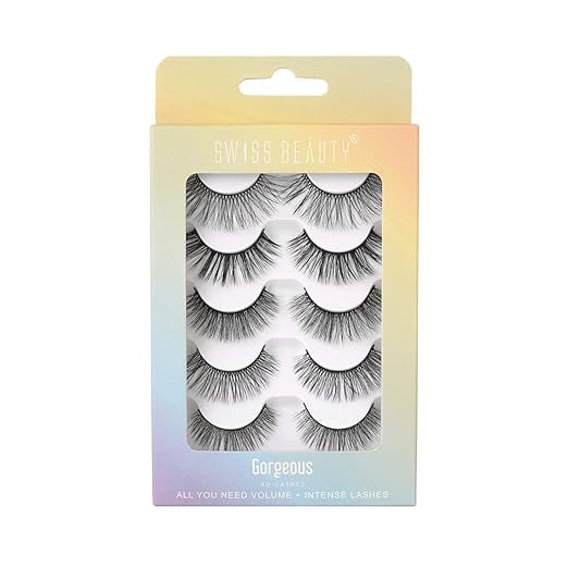 Swiss Beauty Cruelty-Free 3D Eyelashes - Pack of 10 False Eyelashes ...