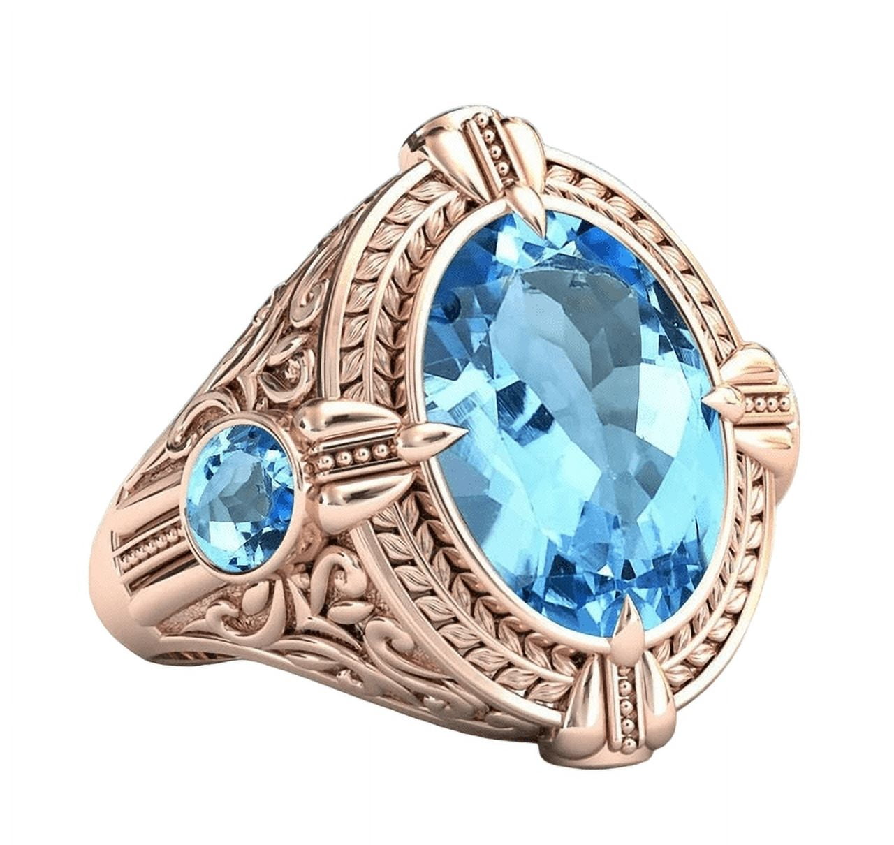 Swiss Blue Topaz Gemstone Wedding Signet Ring For Men 18K Gold Gemstone ...