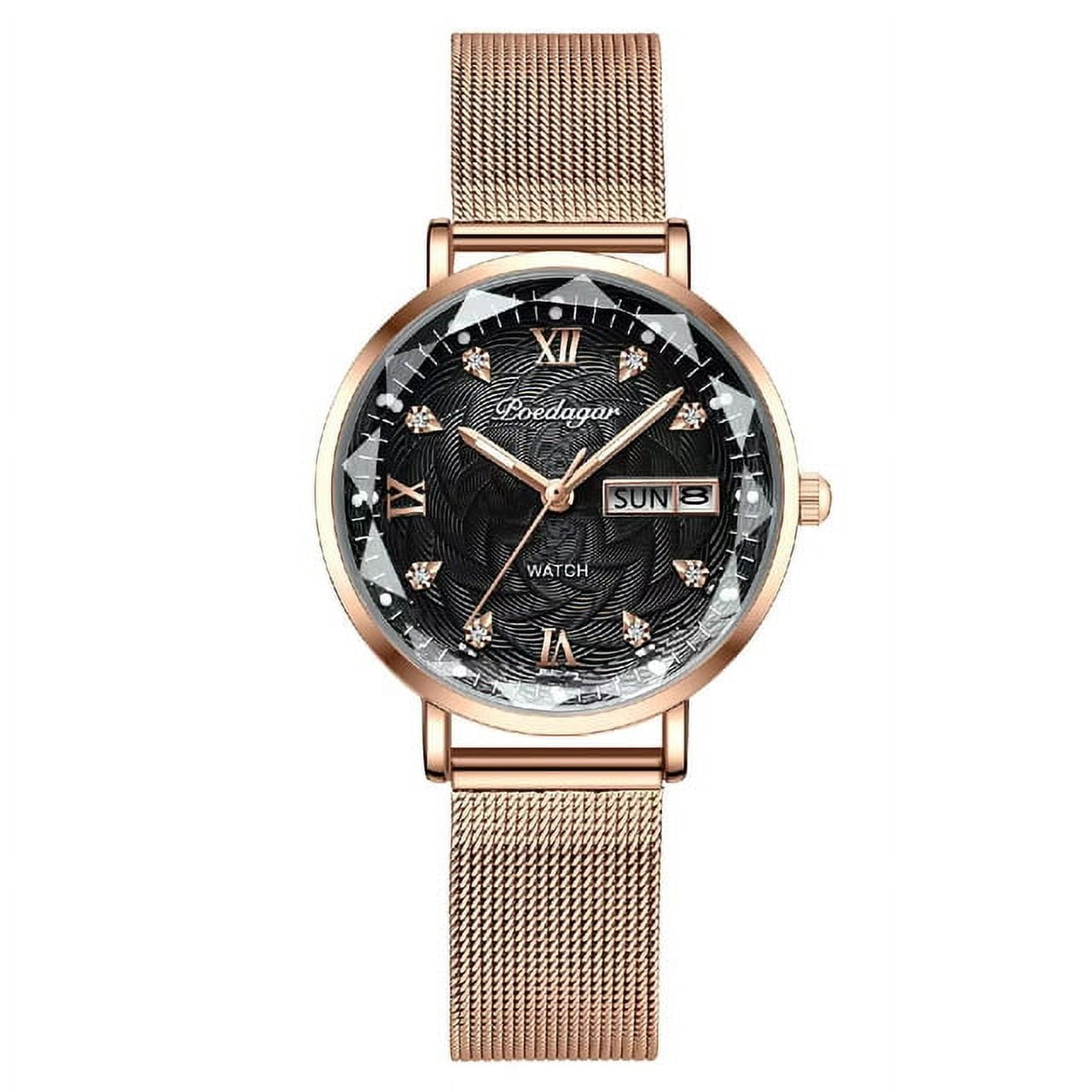 Swiss Brand Poedagar Women Watch Stainless Steel Mesh Rose Gold Simple ...
