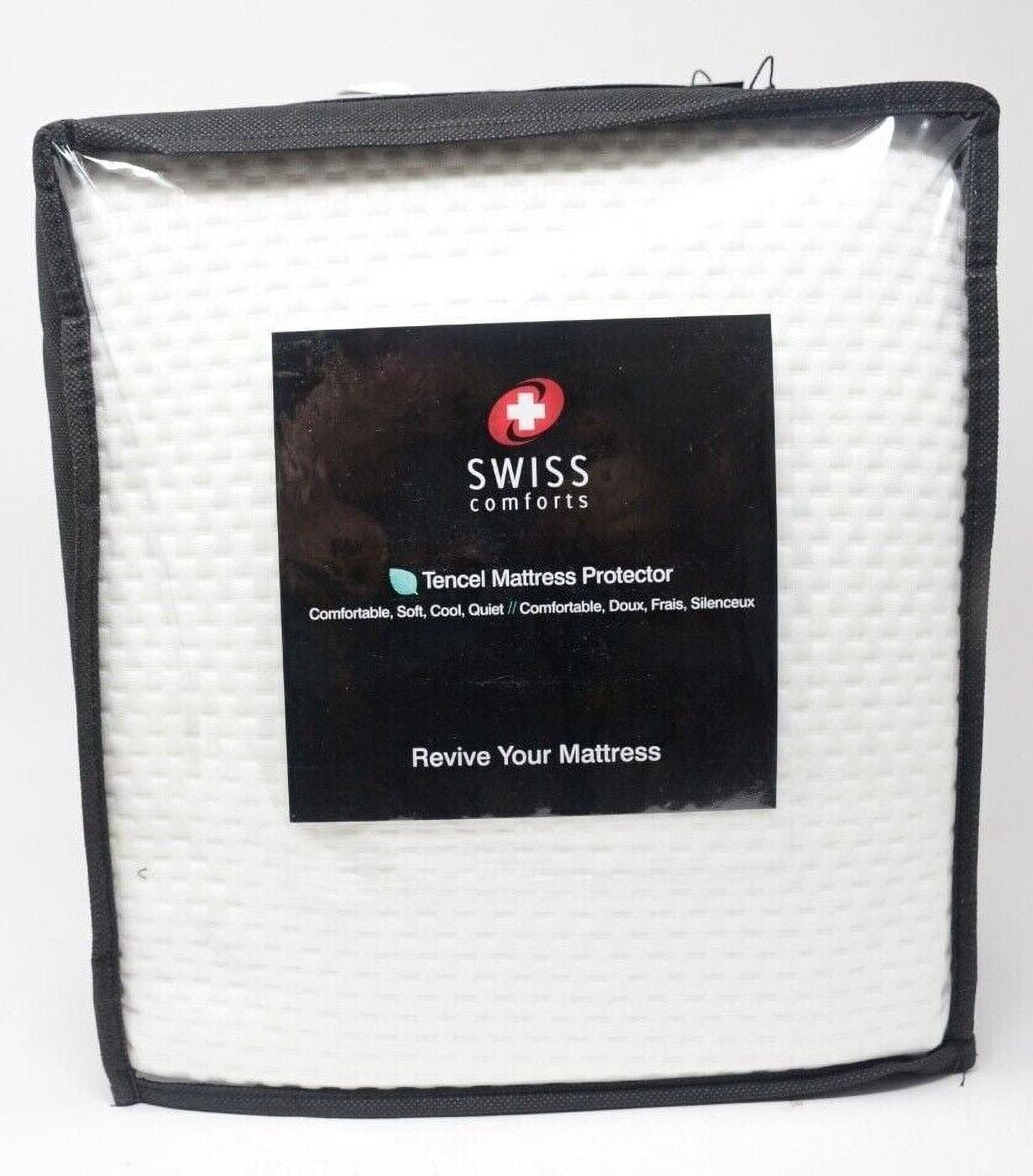 Swiss Comforts King Tencel Mattress Protector White Soft Cool Quiet ...