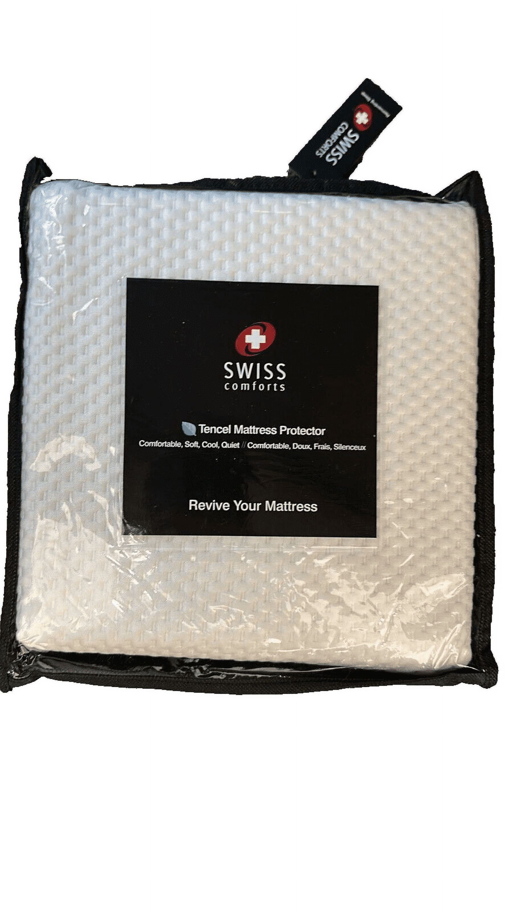 Swiss Comforts Twin Bamboo Tencel Mattress Protector WHITE, Soft Cool ...