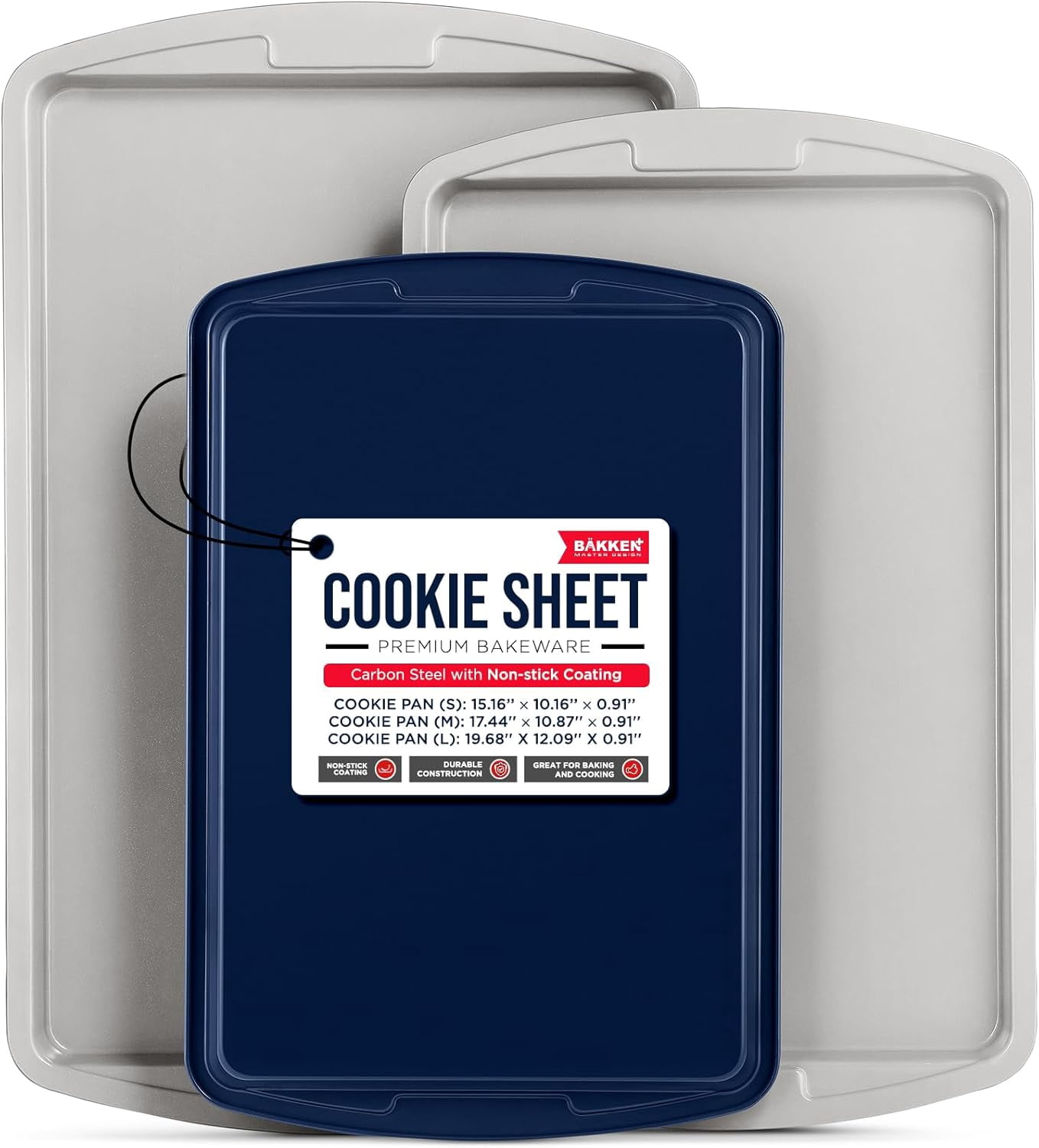 Swiss Cookie Sheets Set of 3 - Non-Stick, Stackable Baking Sheets ...
