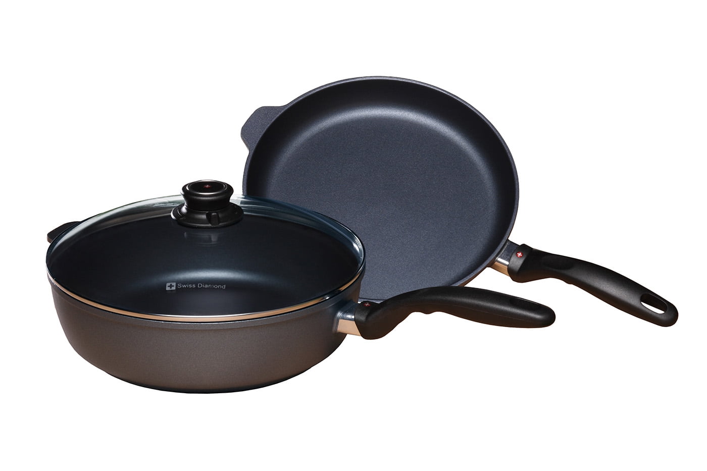 Swiss Diamond Nonstick Aluminum 3-Piece Cookware Set - Fry Pan, Saute ...