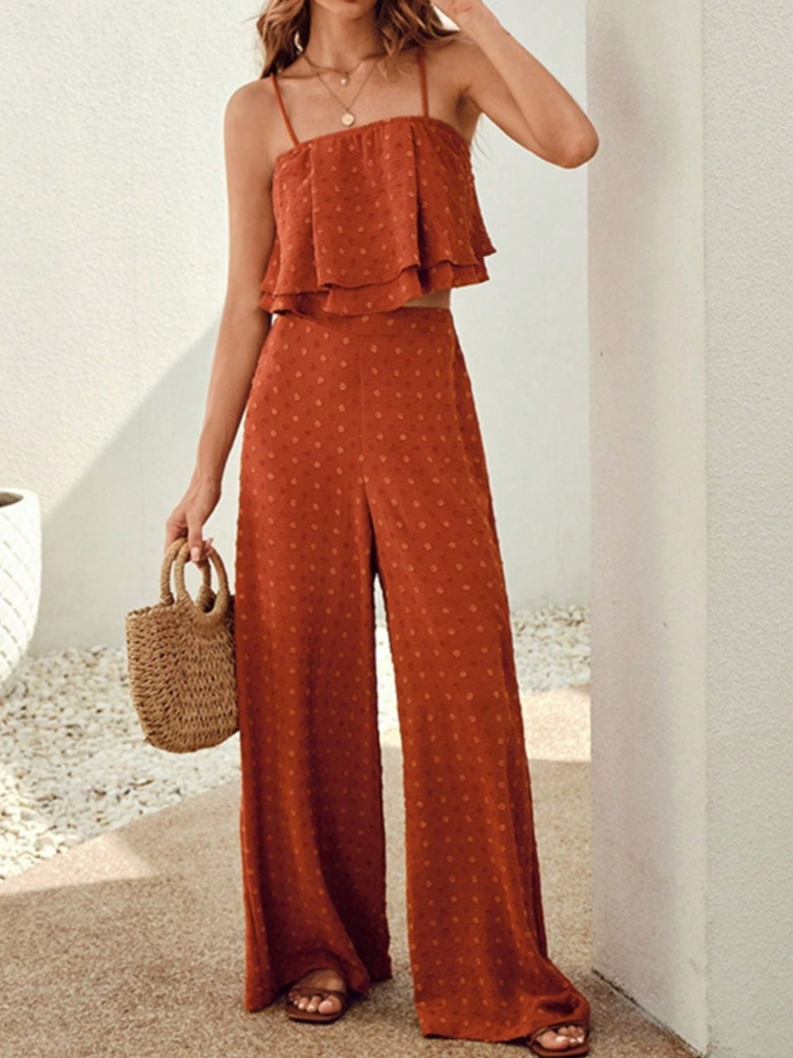 Swiss Dot Layered Cami and Pants Set - Walmart.com