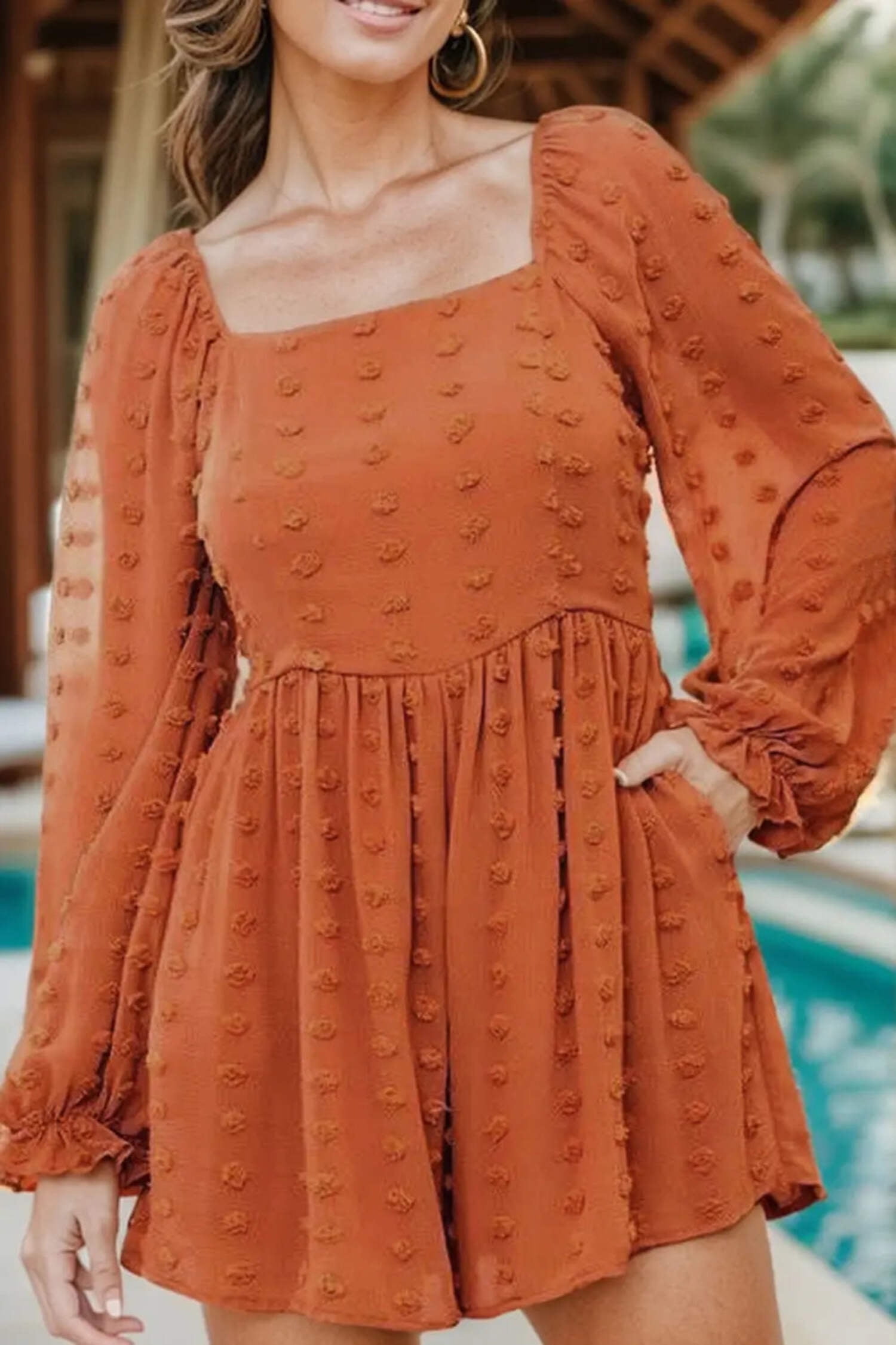 Swiss Dot Square Neck Flounce Sleeve Romper - BazaarBey - Walmart.com