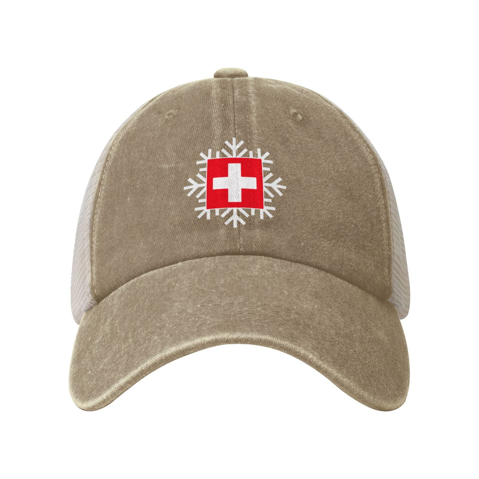 Swiss Flag Snowflake Unisex Cowboy Mesh Baseball Cap Adjustable Vintage ...
