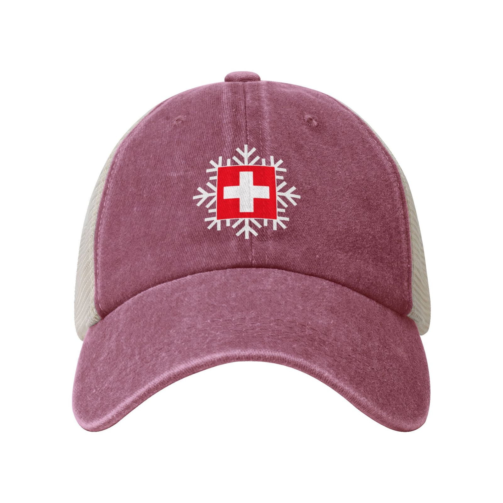 Swiss Flag Snowflake Unisex Cowboy Mesh Baseball Cap Adjustable Vintage ...