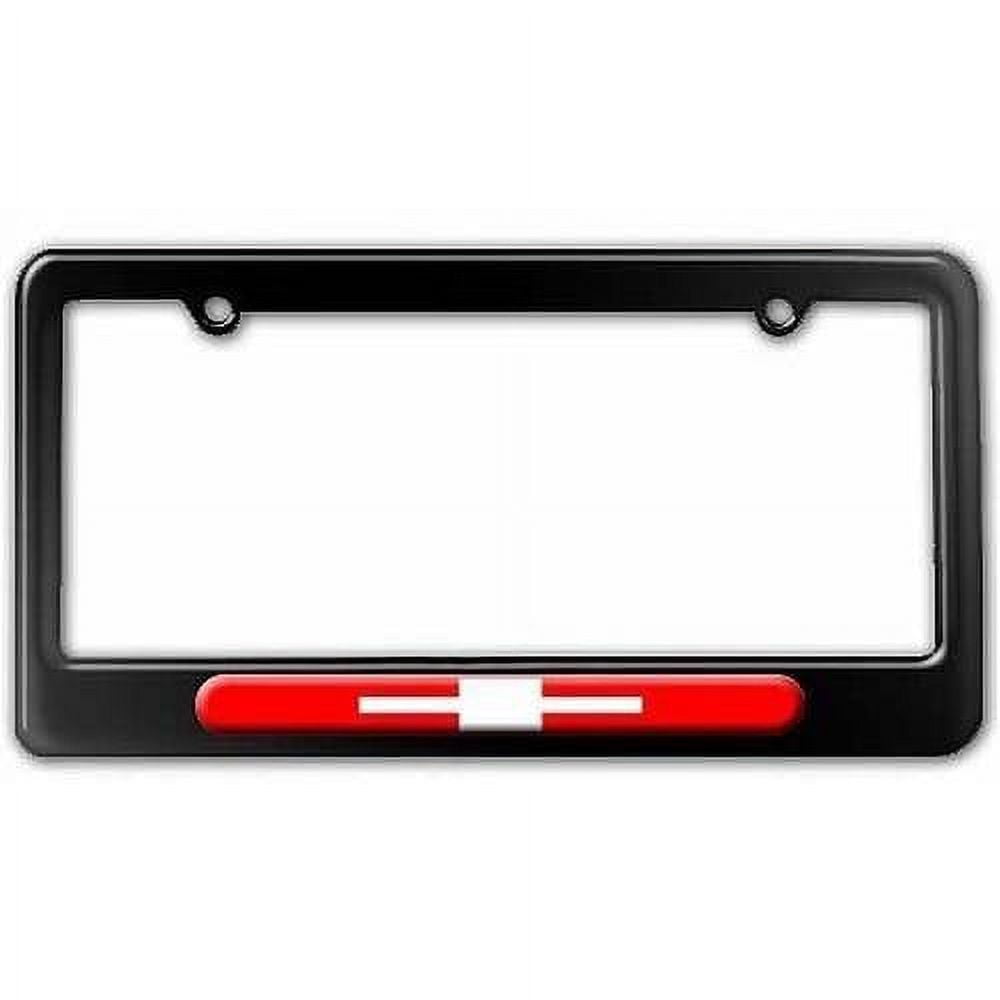 Swiss Flag, Switzerland License Plate Tag Frame, Black Color - Walmart.com