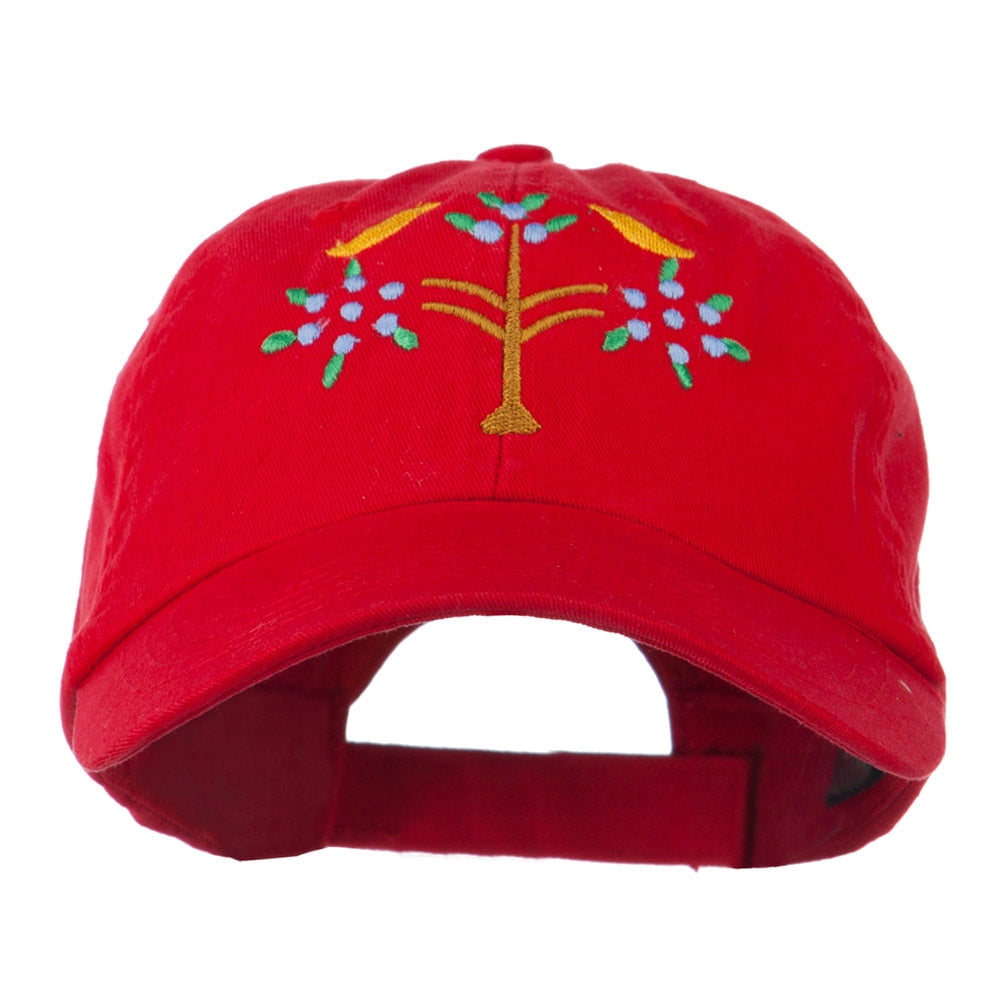 Swiss Folk Art with Birds and Tree Embroidered Cap - Red OSFM - Walmart.com