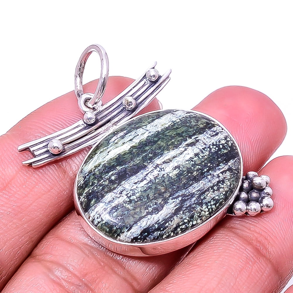 Swiss Green Opal - Virgin Islands Designer 925 Sterling Silver Pendant ...