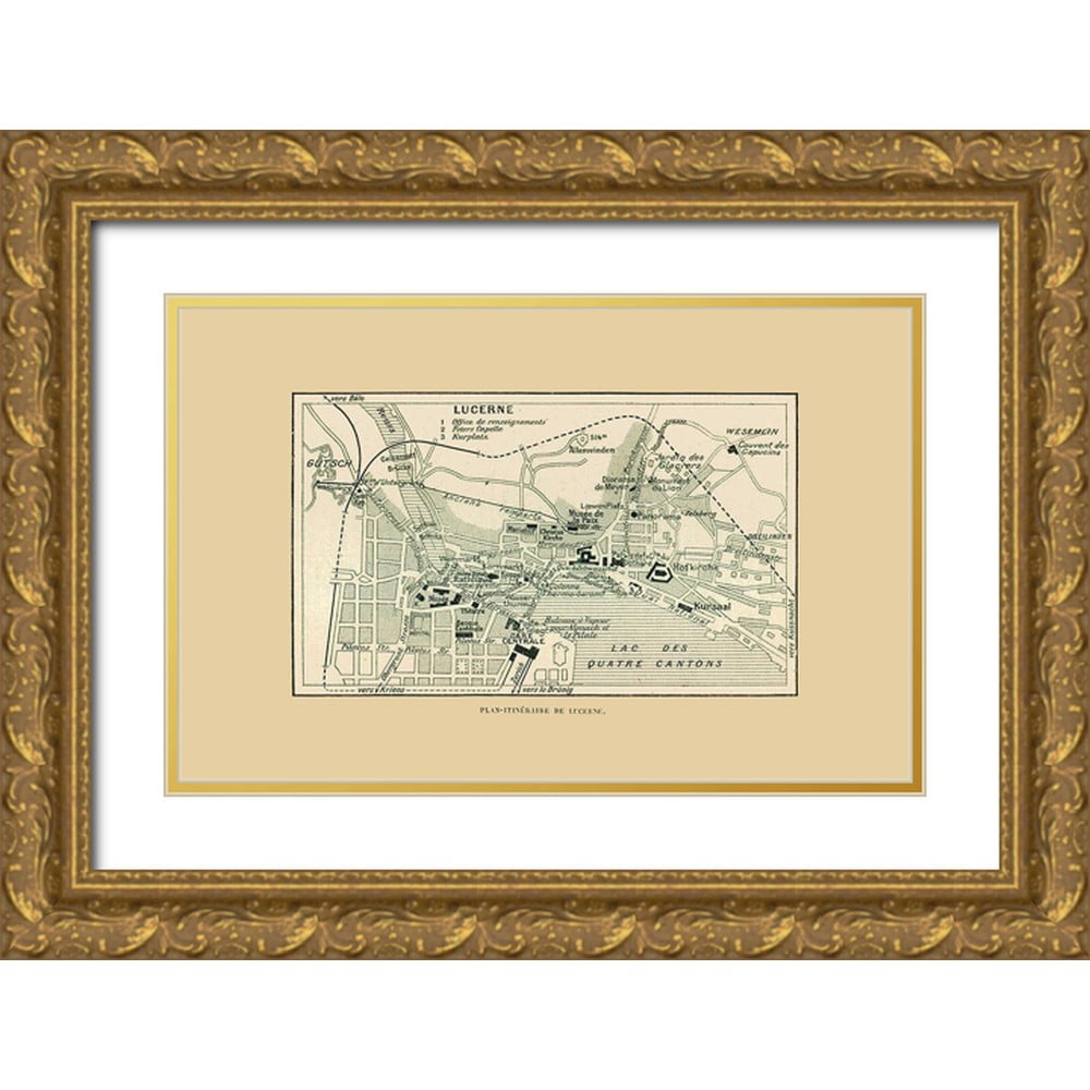 Swiss Guide 24x17 Gold Ornate Wood Framed with Double Matting Museum Art Print Titled - Lucerne ...