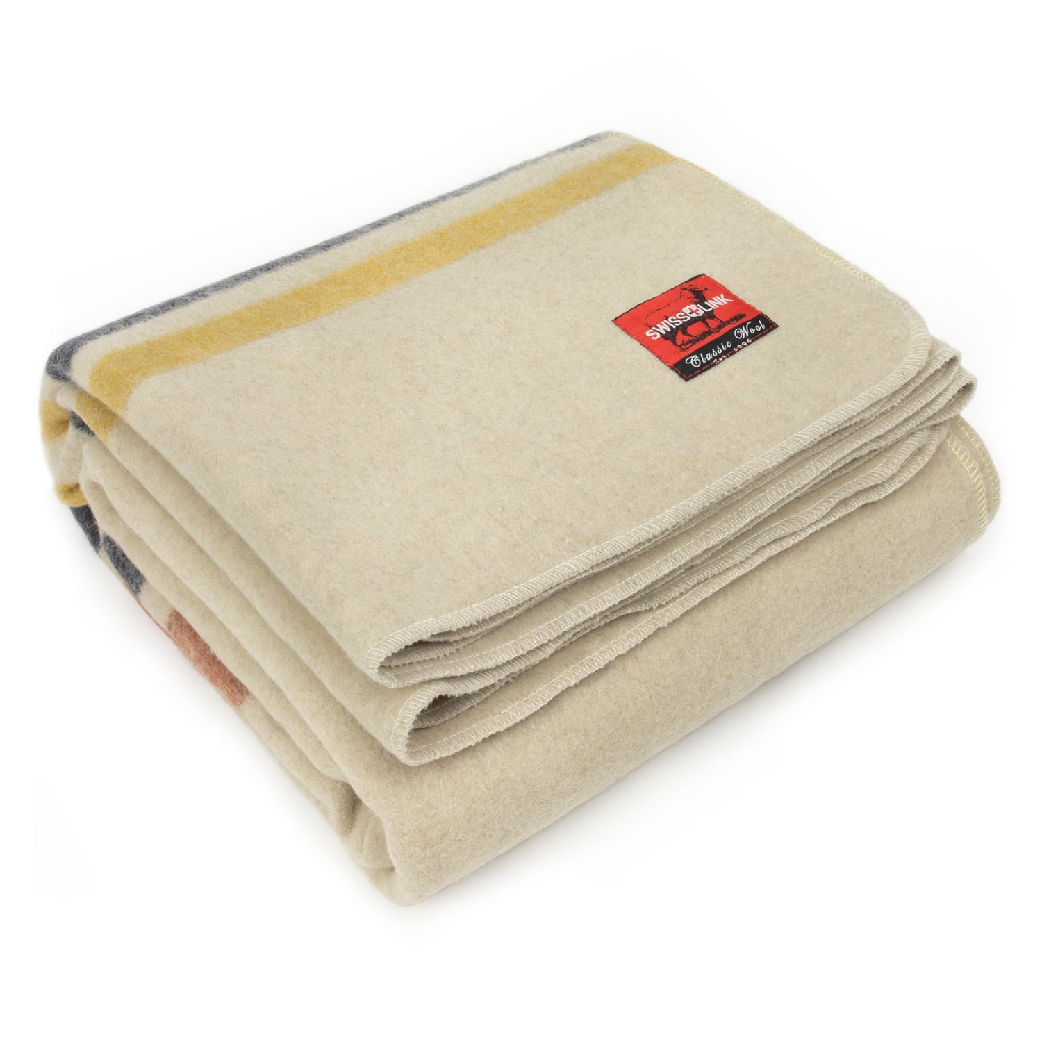 Swiss Link Military Surplus Classic Striped Wool Throw Blanket, Bay ...