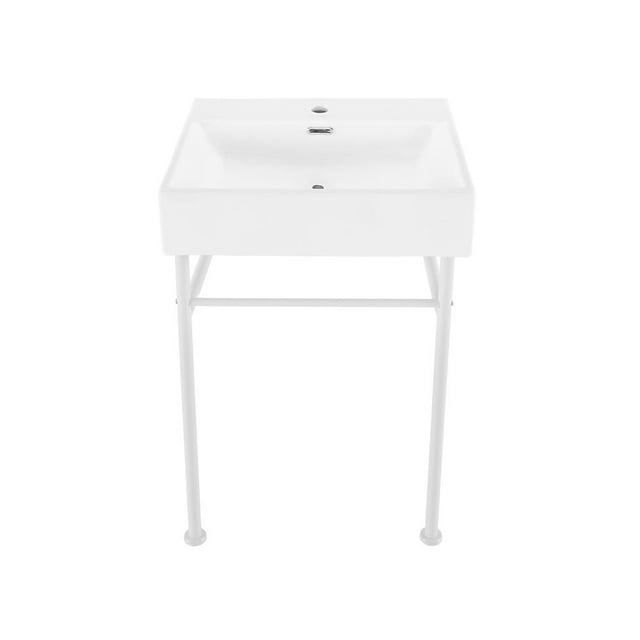 Swiss Madison Claire 24 Ceramic Console Sink White Basin Matte White ...