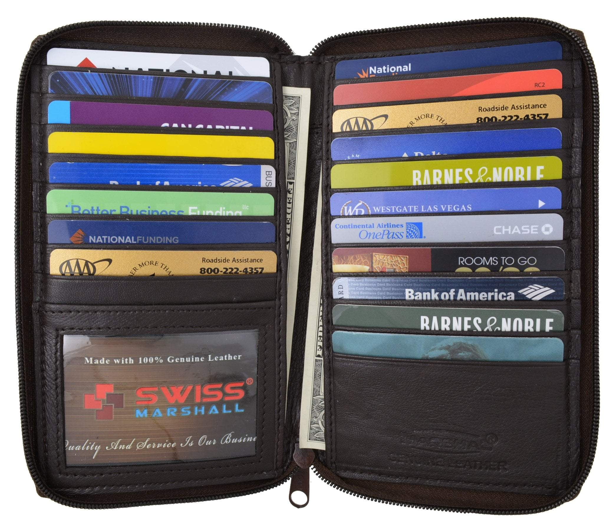Swiss Marshal RFID Blocking Premium Genuine Leather Long Zip Around ...