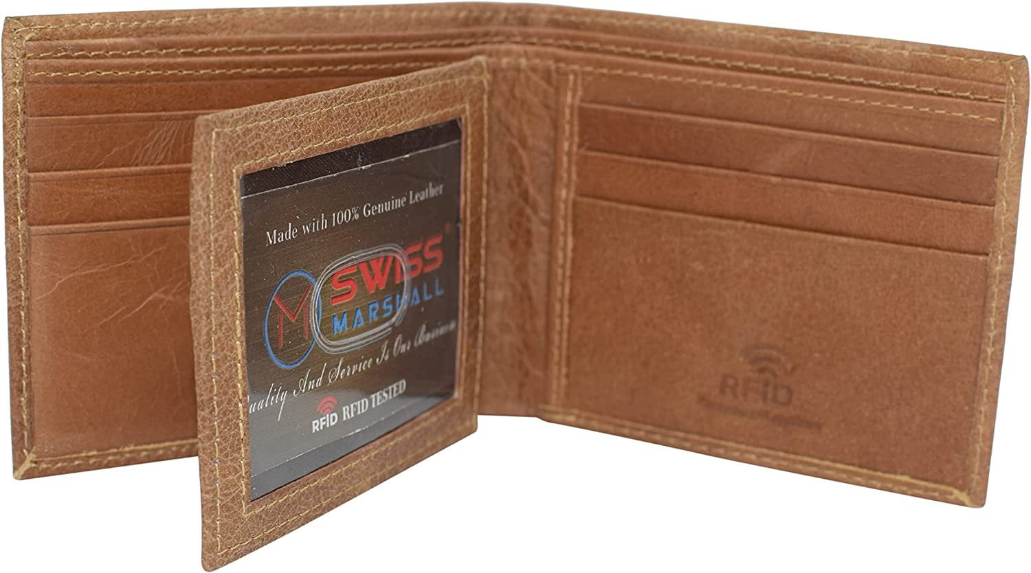 Swiss Marshall Bifold Wallet for Men - RFID Blocking Genuine Leather ...