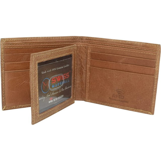 Swiss Marshall Bifold Wallet for Men - RFID Blocking Genuine Leather ...
